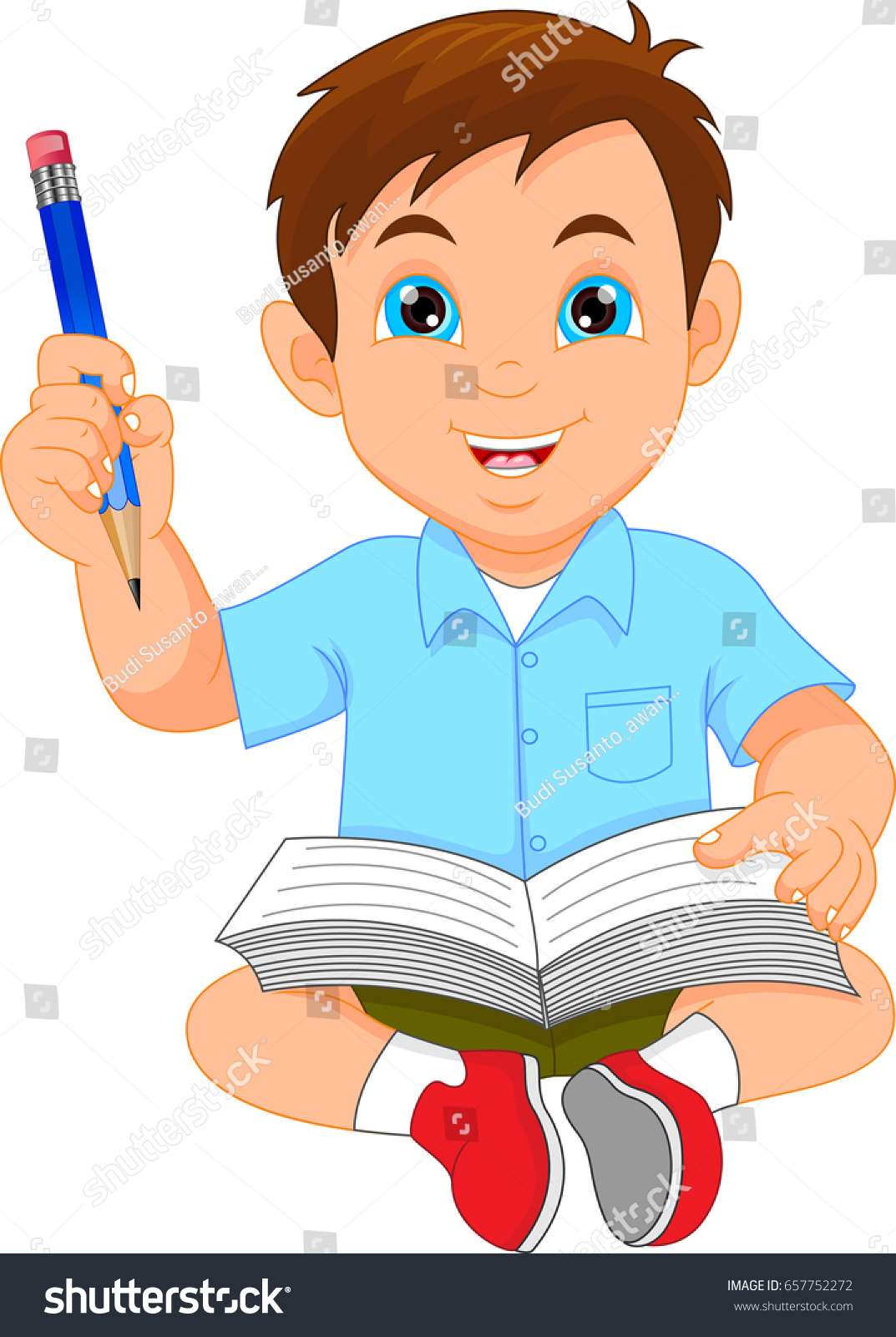 Cute Boy Writing Drawing Stock Vector (Royalty Free) 657752272 ...