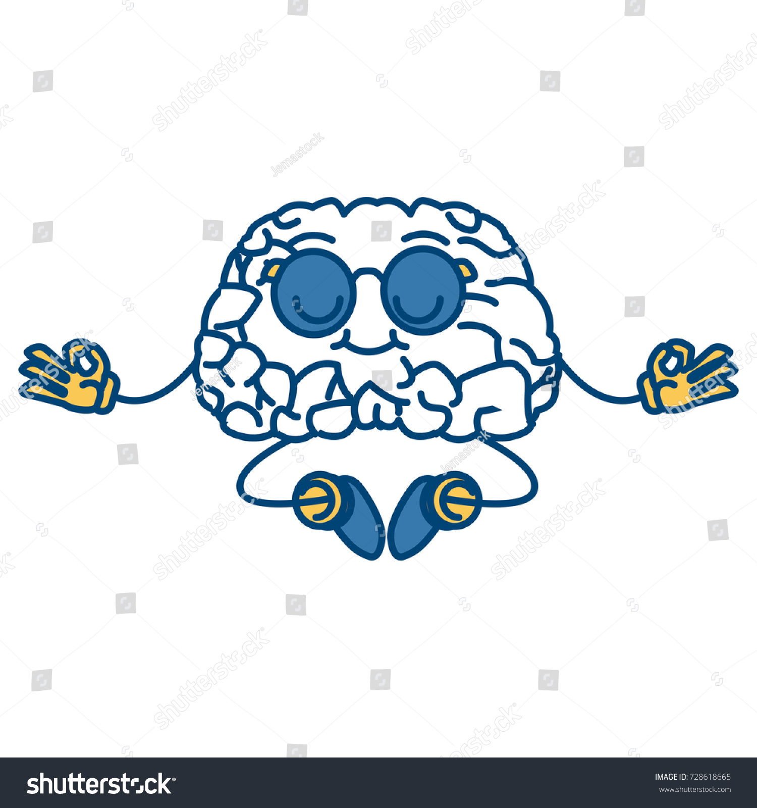 Cute Brain Meditating Cartoon Stock Vector (Royalty Free) 728618665