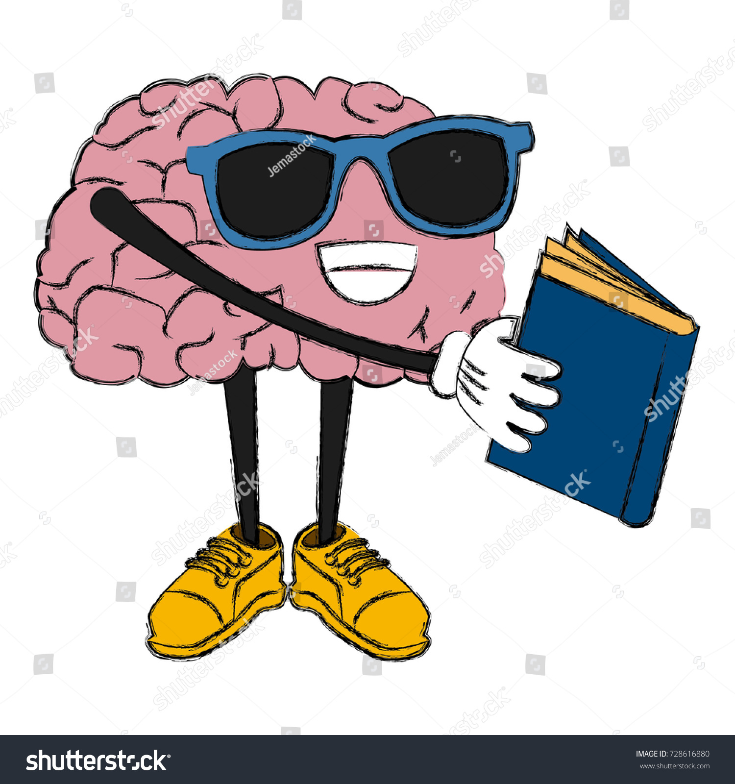 Cute Brain Reading Cartoon Stock Vector (Royalty Free) 728616880 ...
