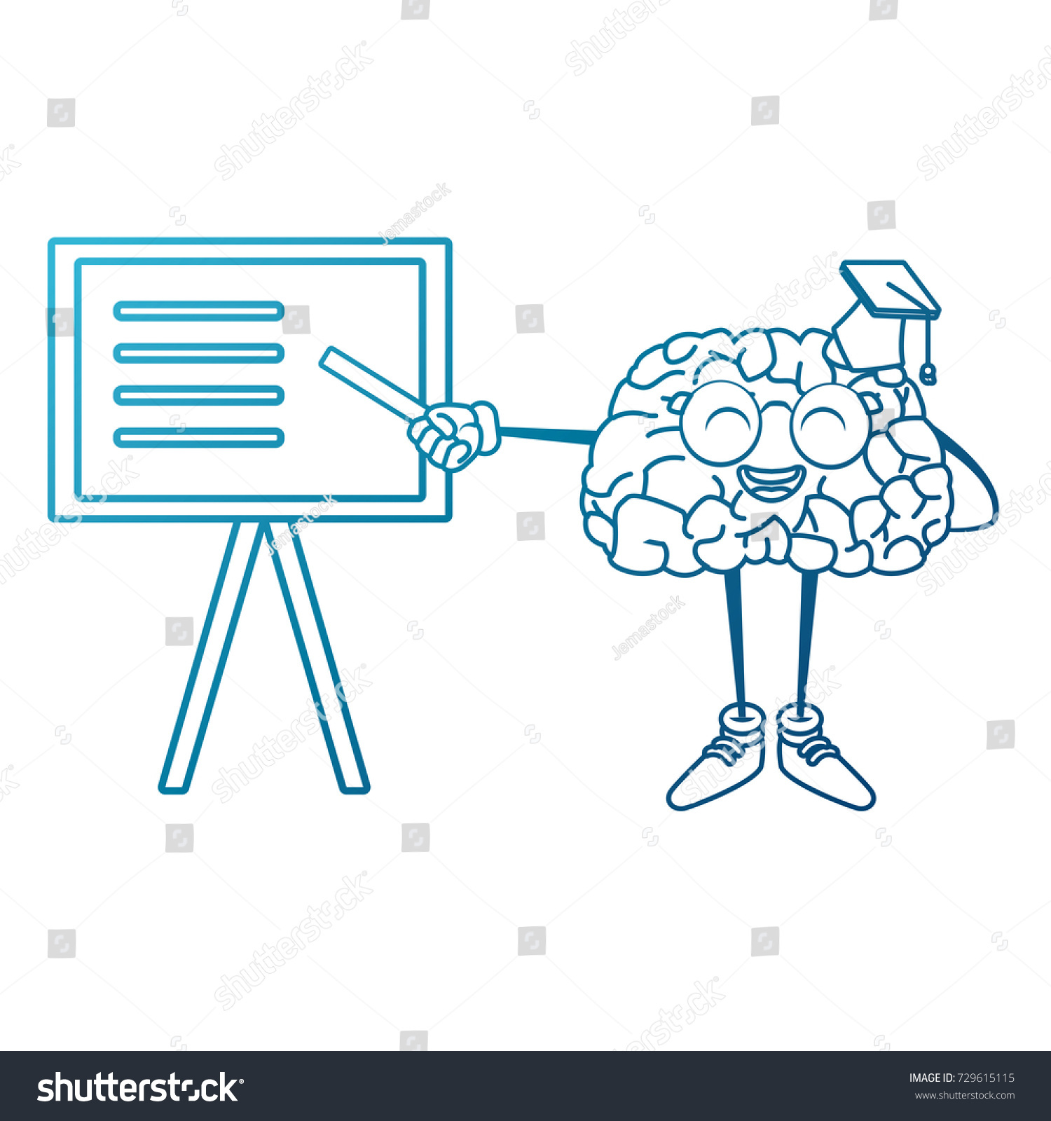 Cute Brain Teaching Cartoon Stock Vector (Royalty Free) 729615115