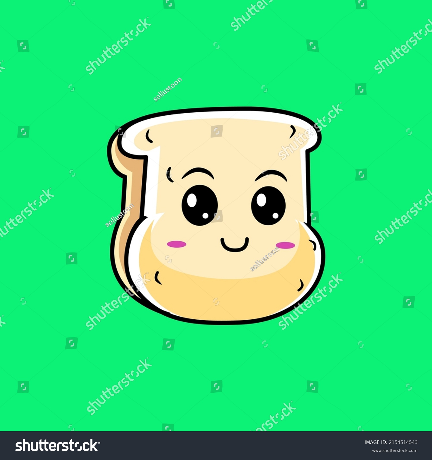 Cute Bread Cartoon Character Vector Illustration Stock Vector (Royalty ...
