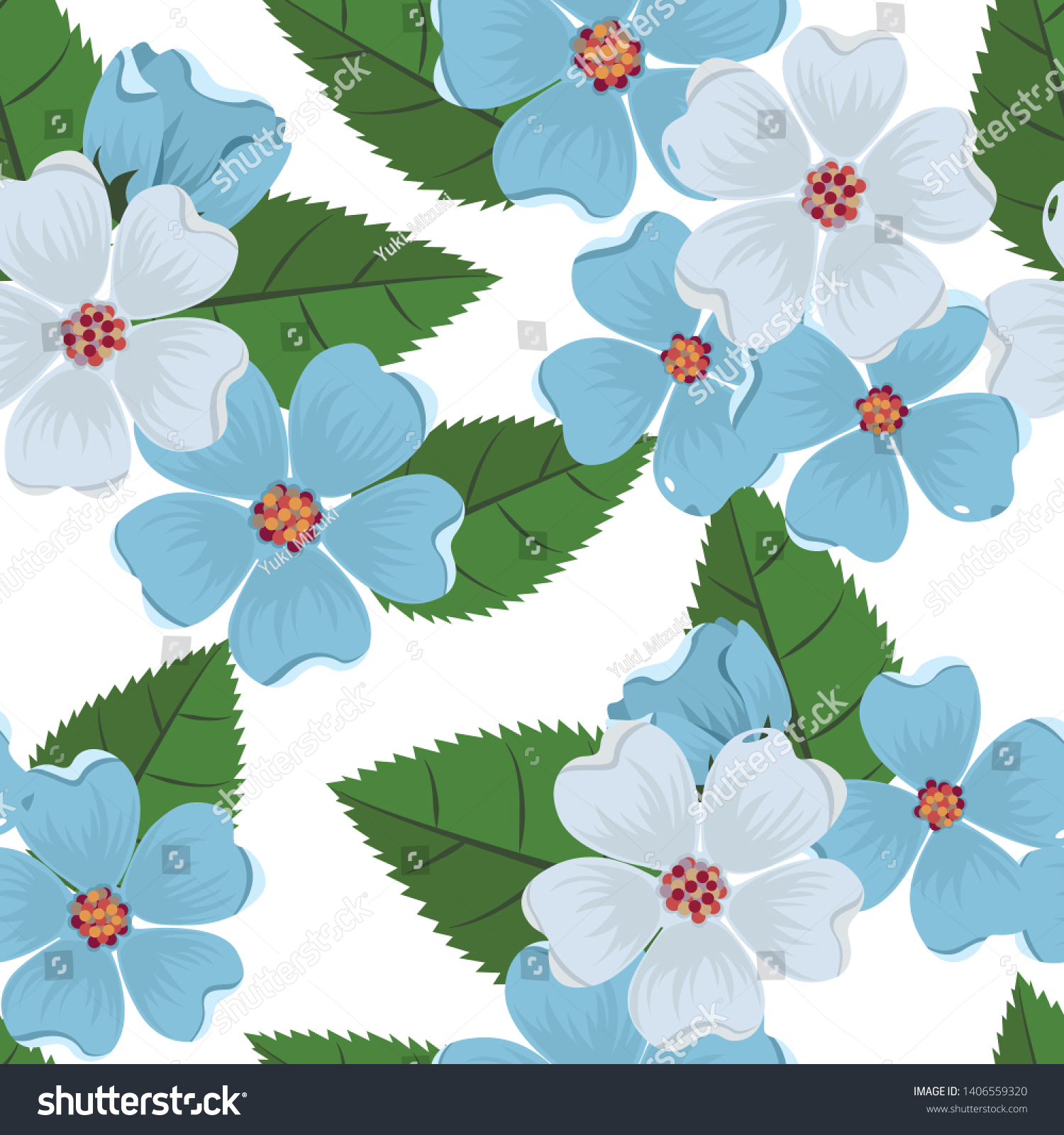 Cute Bright Pattern Beautiful Blue Flowers Stock Vector (Royalty Free ...