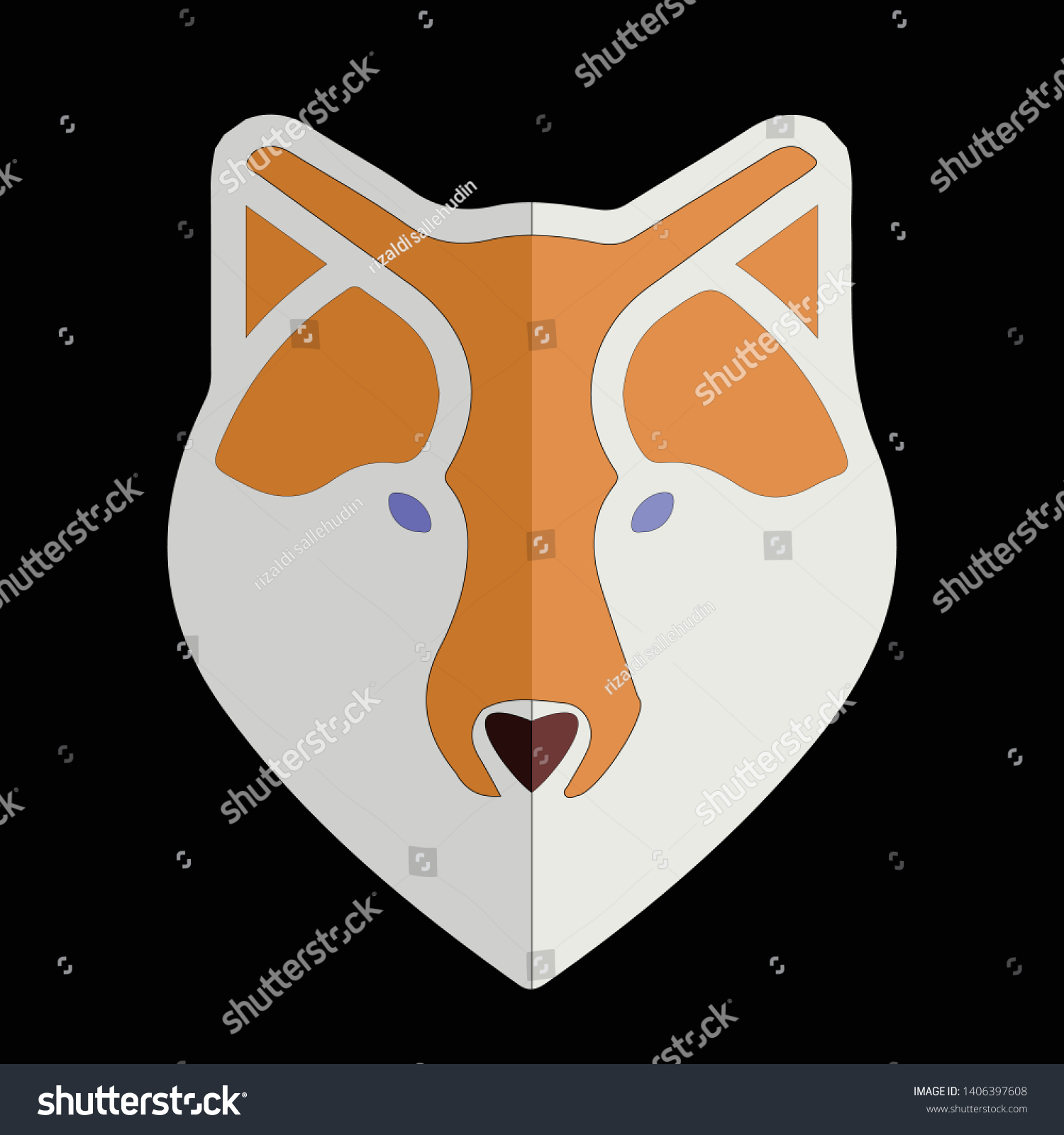 Cute Brown Wolf Logo Portrait Stock Vector (Royalty Free) 1406397608