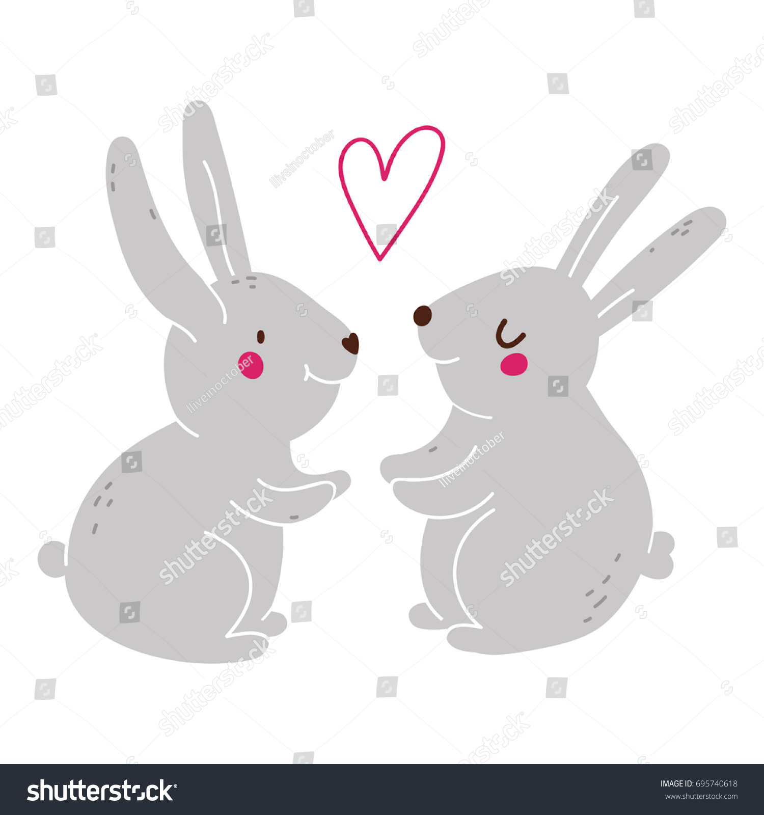 Cute Bunnies Vector Illustration Cartoon Bunny Stock Vector Royalty