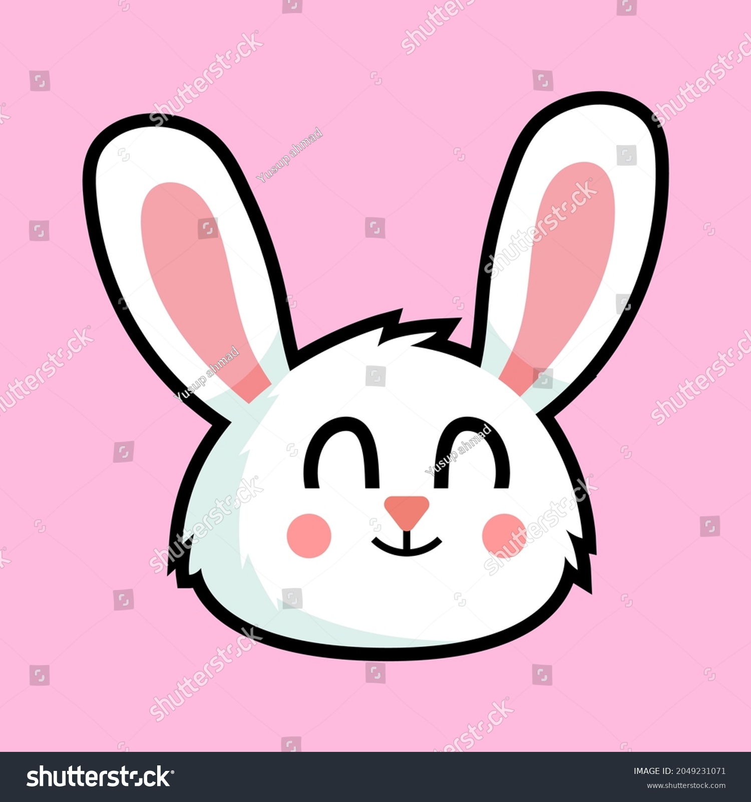 Cute Bunny Head Character Vector Stock Vector (Royalty Free) 2049231071 ...