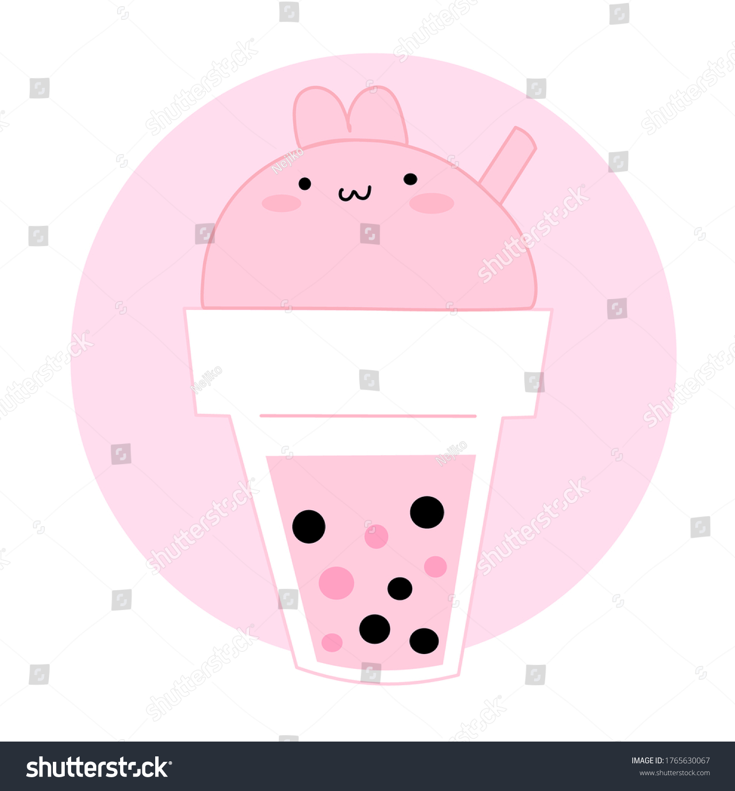 Cute Bunny Bubble Tea Stock Vector (Royalty Free) 1765630067