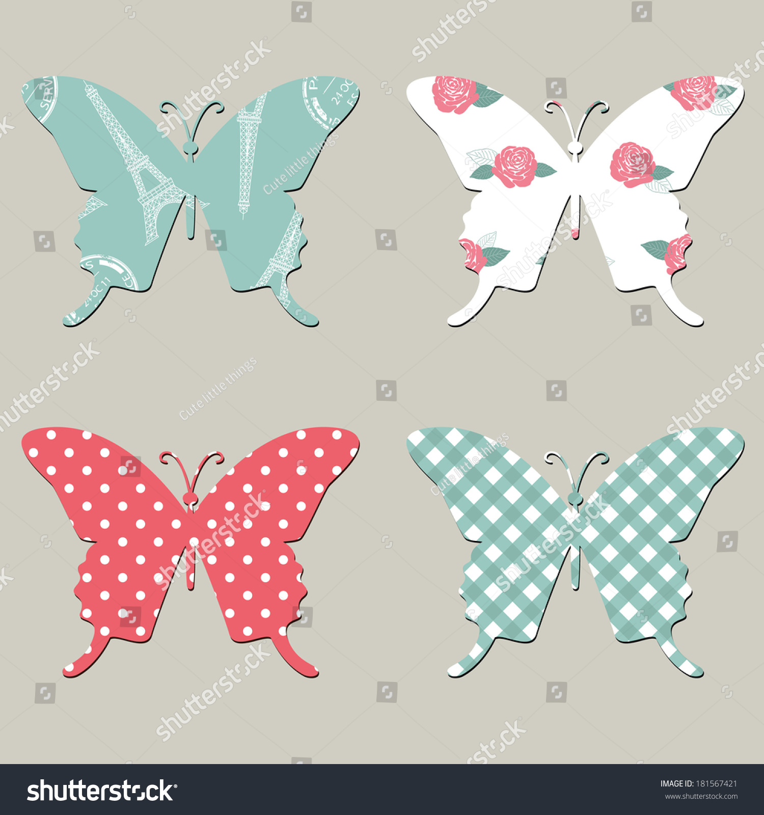 Cute Butterflies Scrapbook Design Stock Vector (Royalty Free) 181567421 ...