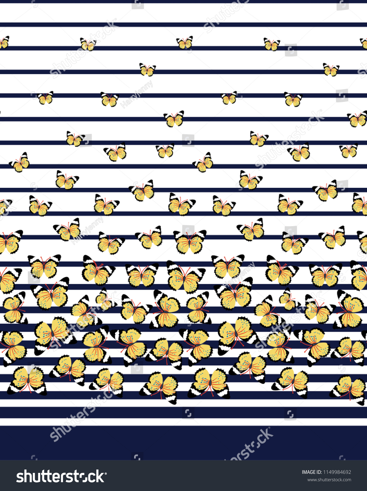 Cute Butterfly Border Pattern On Navy Stock Vector (Royalty Free ...