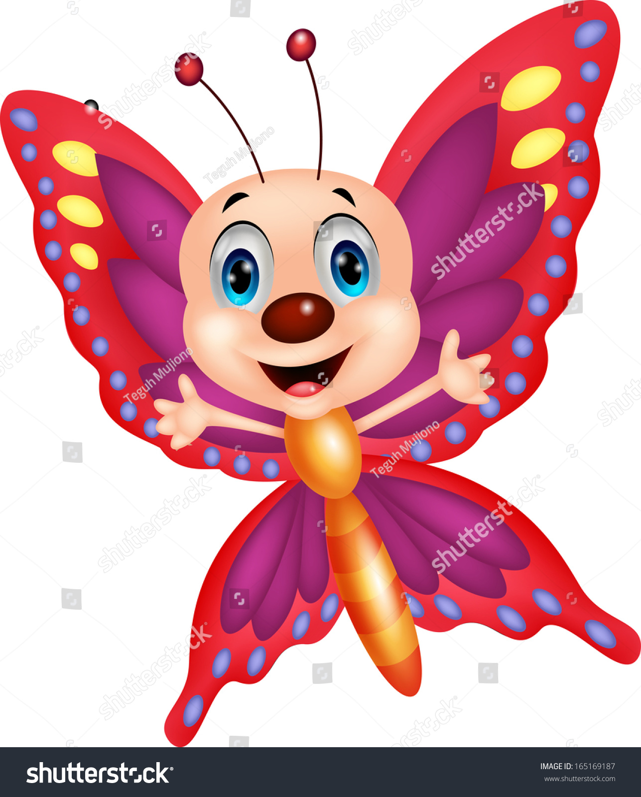 Cute Butterfly Cartoon Stock Vector (Royalty Free) 165169187