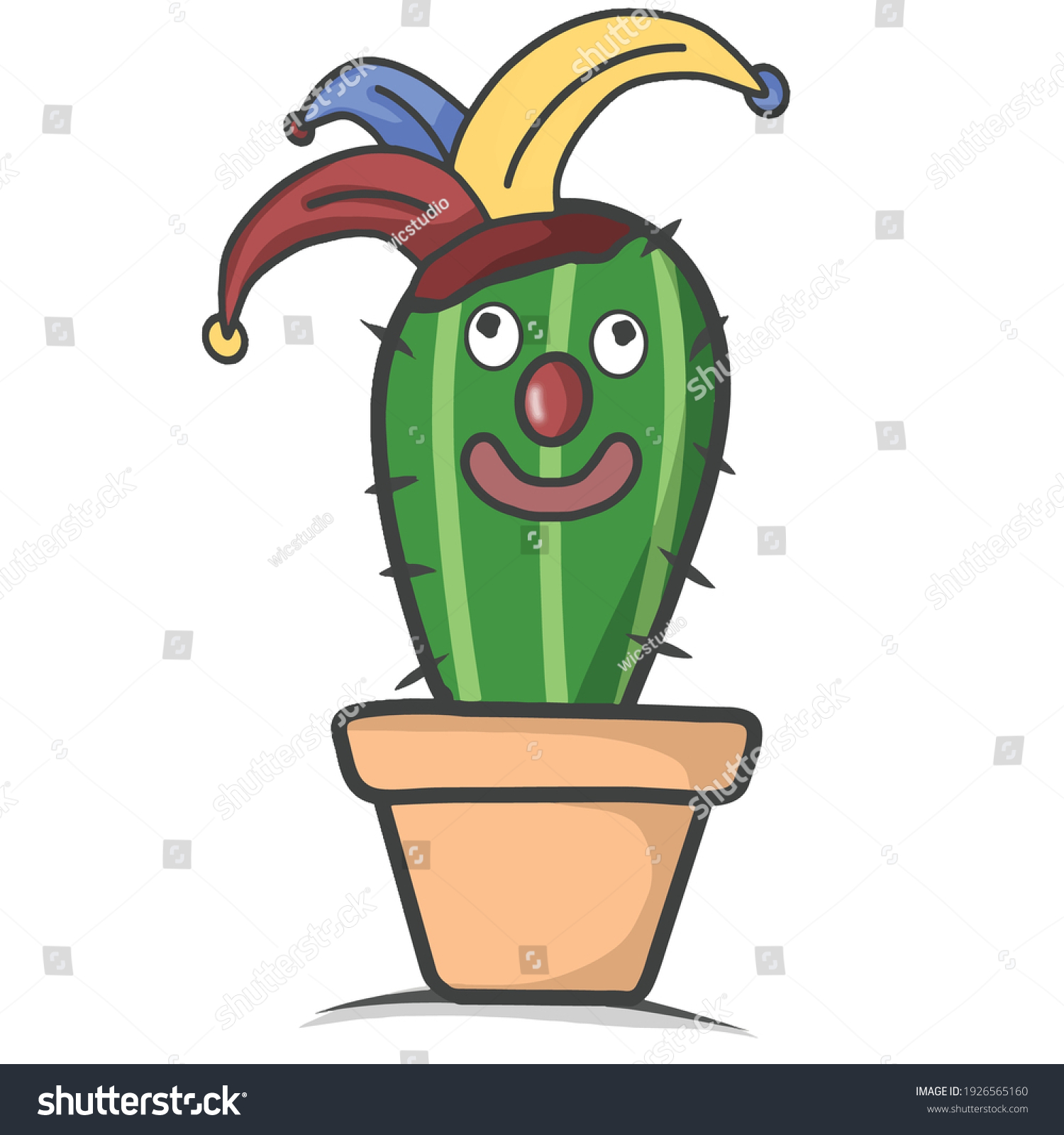 Cute Cactus Character Design Vector Template Stock Vector (Royalty Free ...