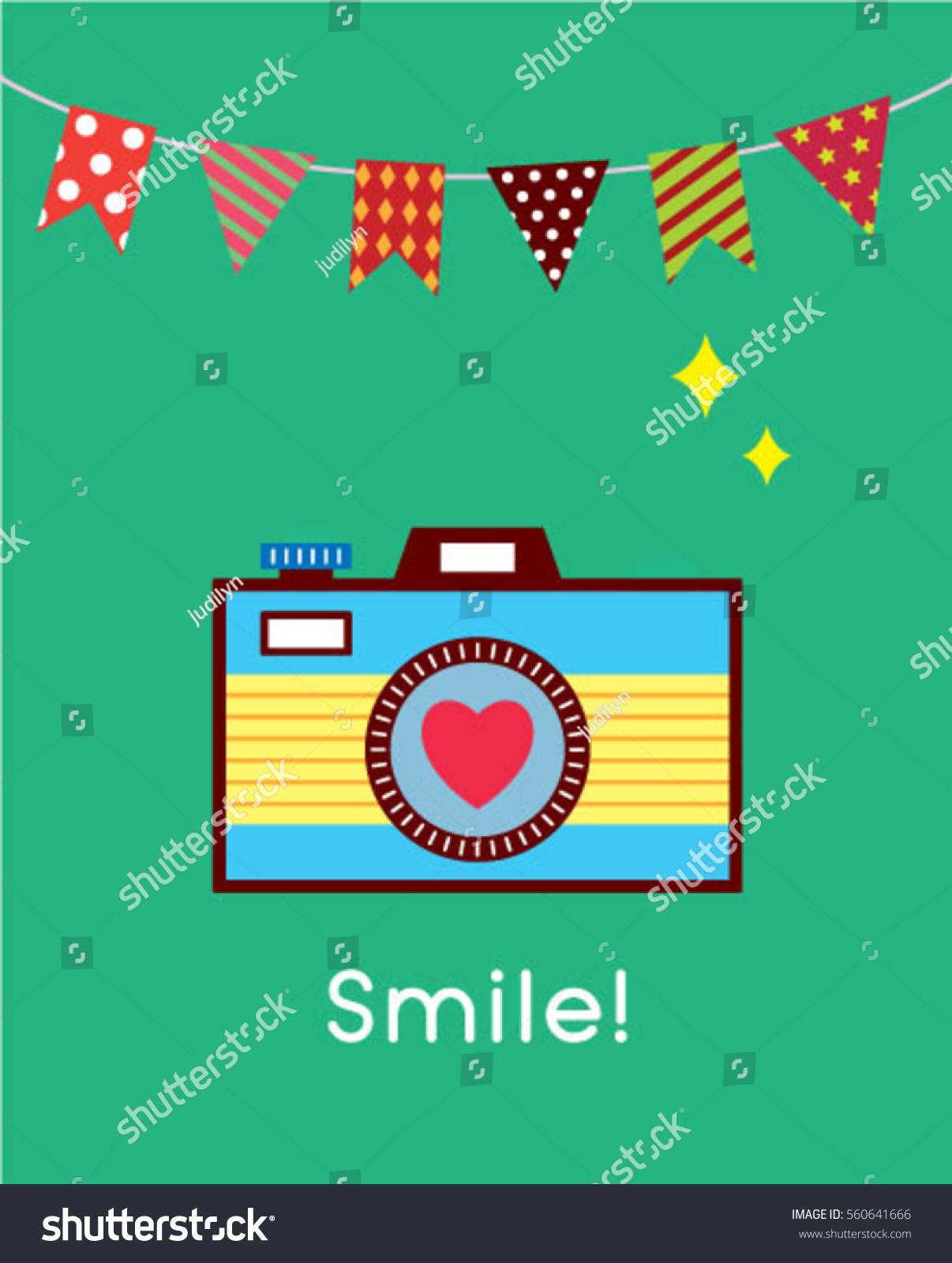 Cute Camera Smile Card Poster Vector Stock Vector (Royalty Free ...