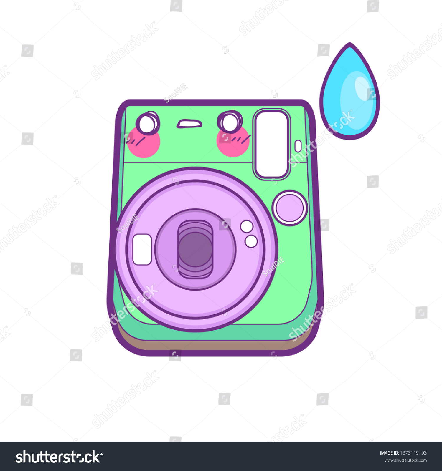 Cute Camera Sticker Emoticon Stock Vector (Royalty Free) 1373119193 ...