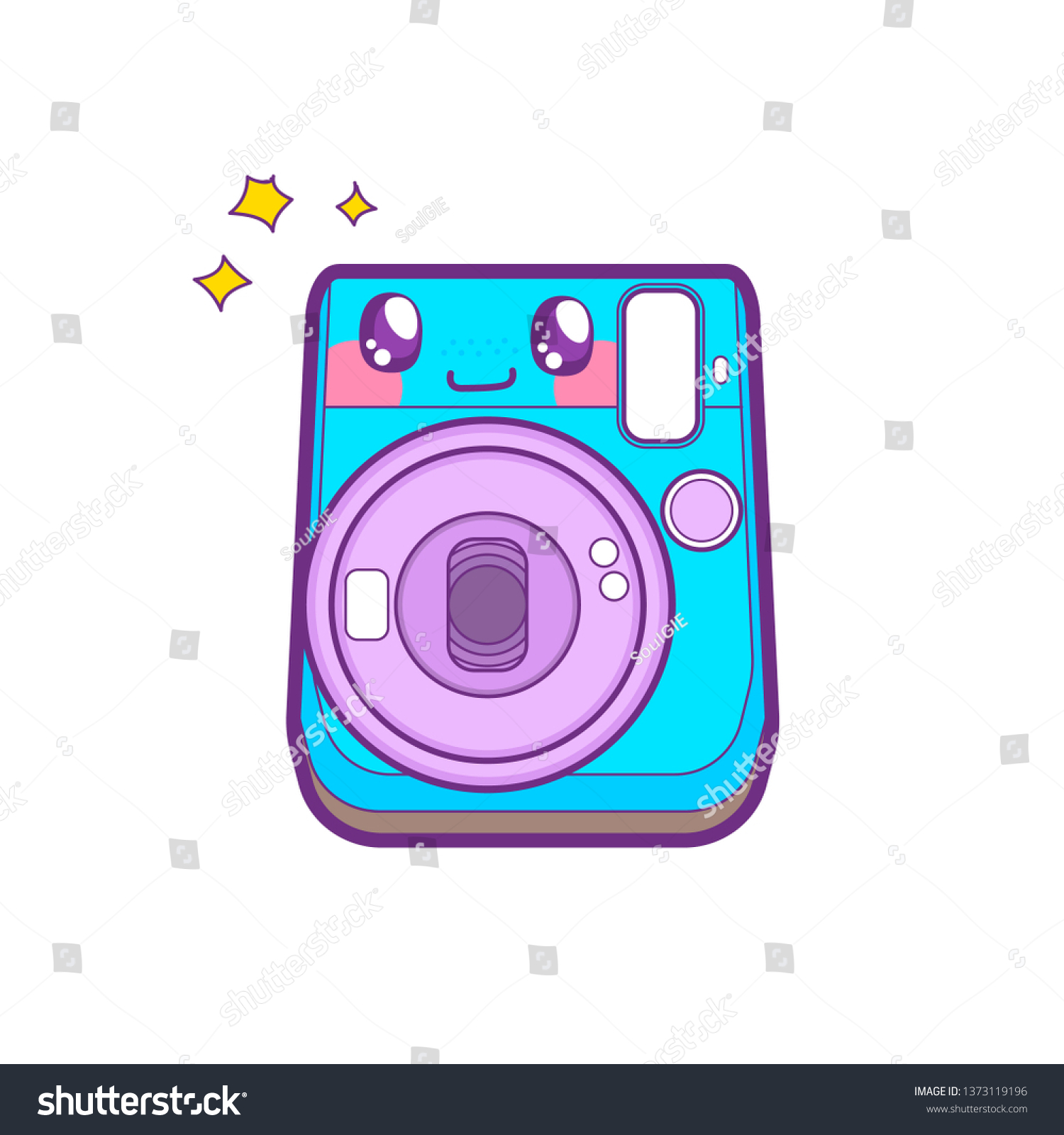 Cute Camera Sticker Emoticon Stock Vector (Royalty Free) 1373119196