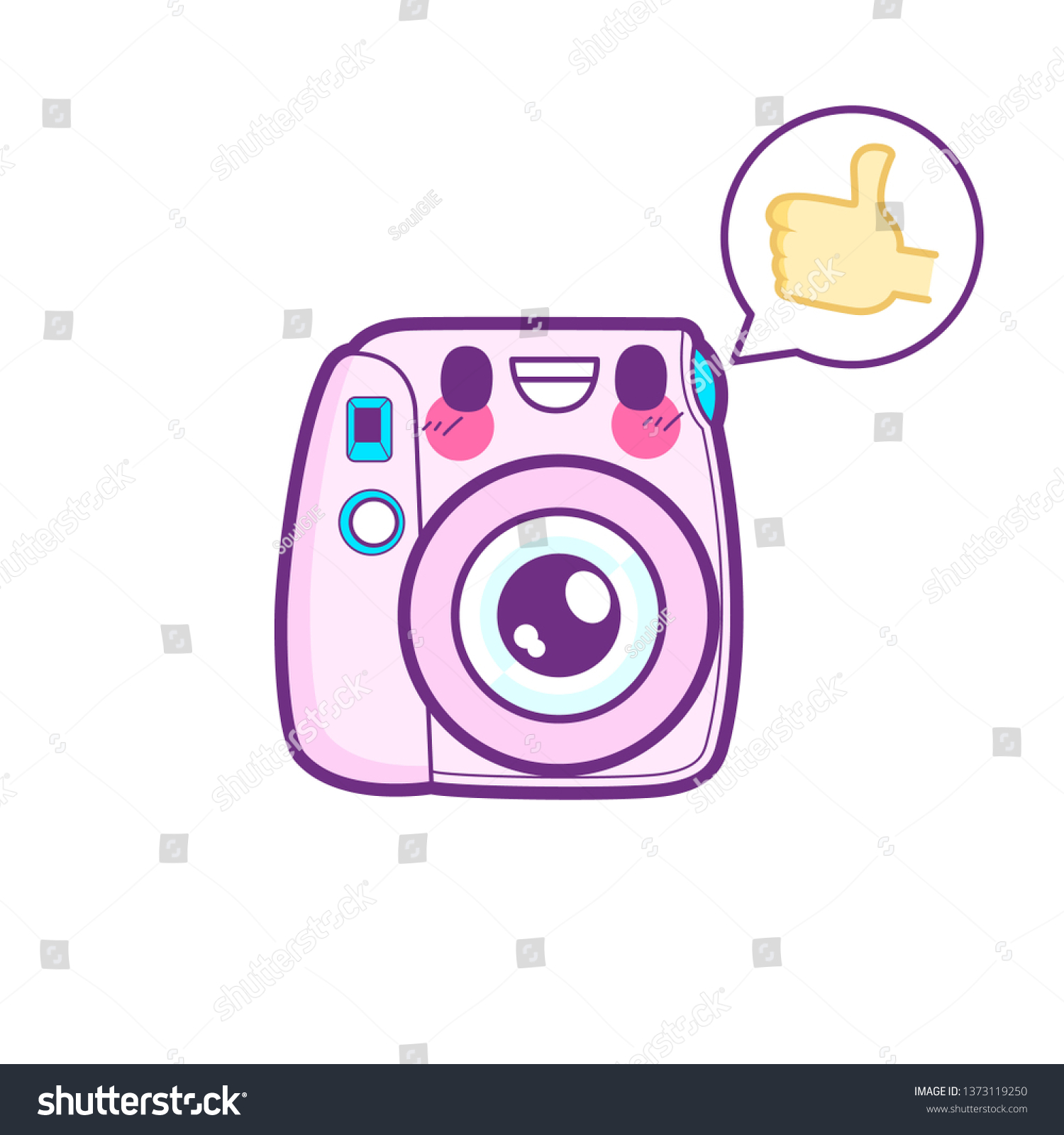 Cute Camera Sticker Emoticon 스톡 벡터(로열티 프리) 1373119250 | Shutterstock