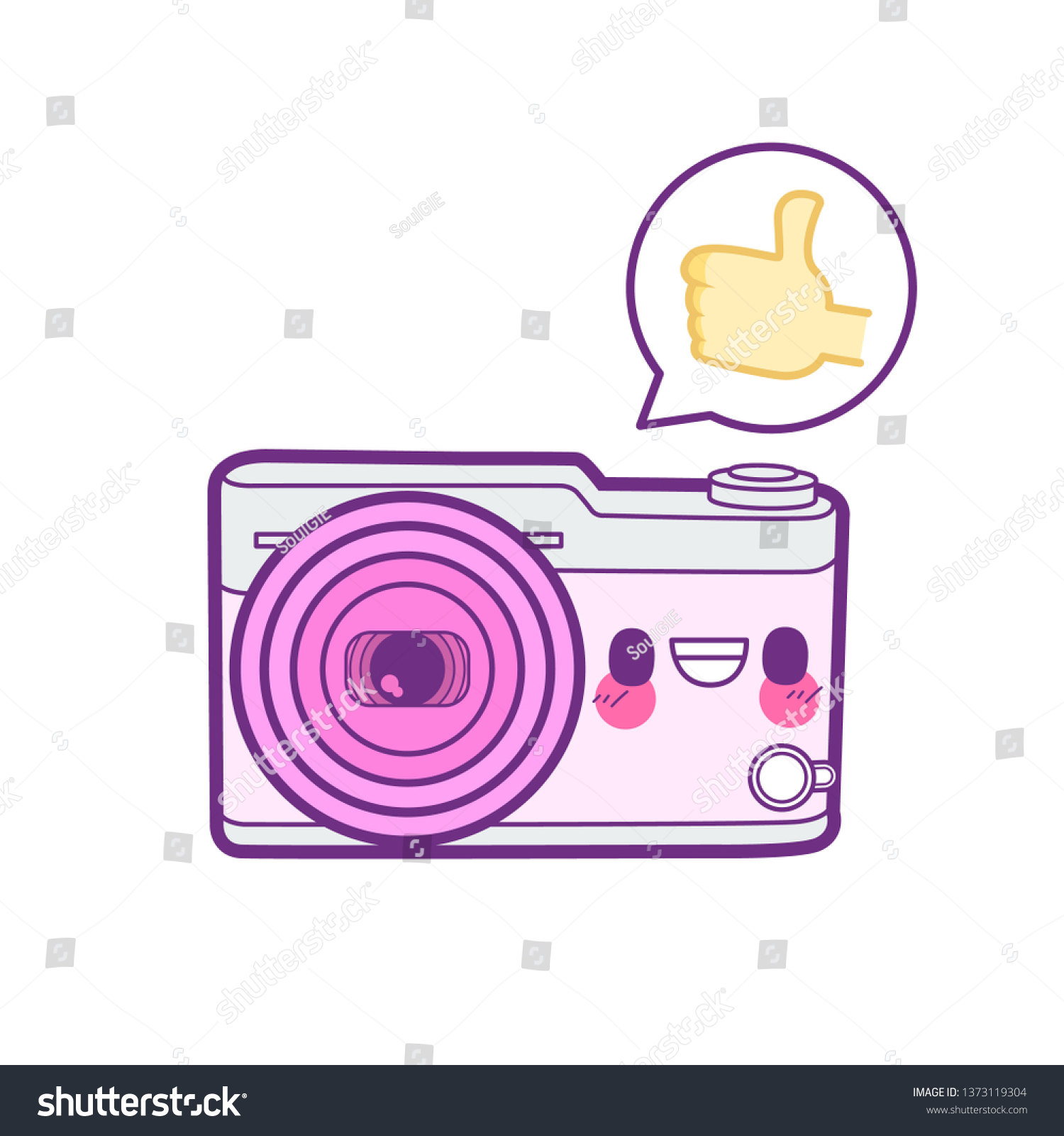 Cute Camera Sticker Emoticon Stock Vector (Royalty Free) 1373119304 ...
