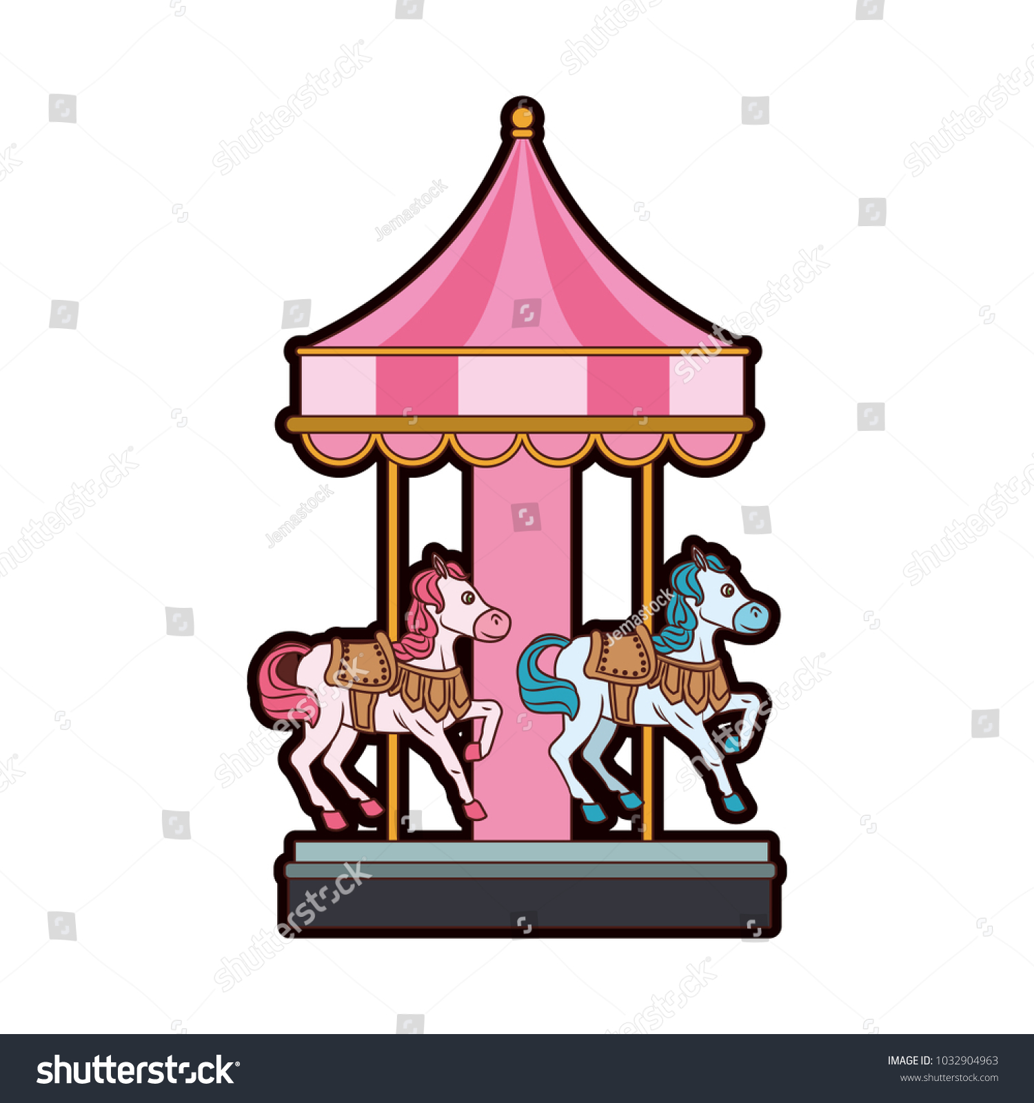 Cute Carousel Cartoon Stock Vector (Royalty Free) 1032904963 | Shutterstock