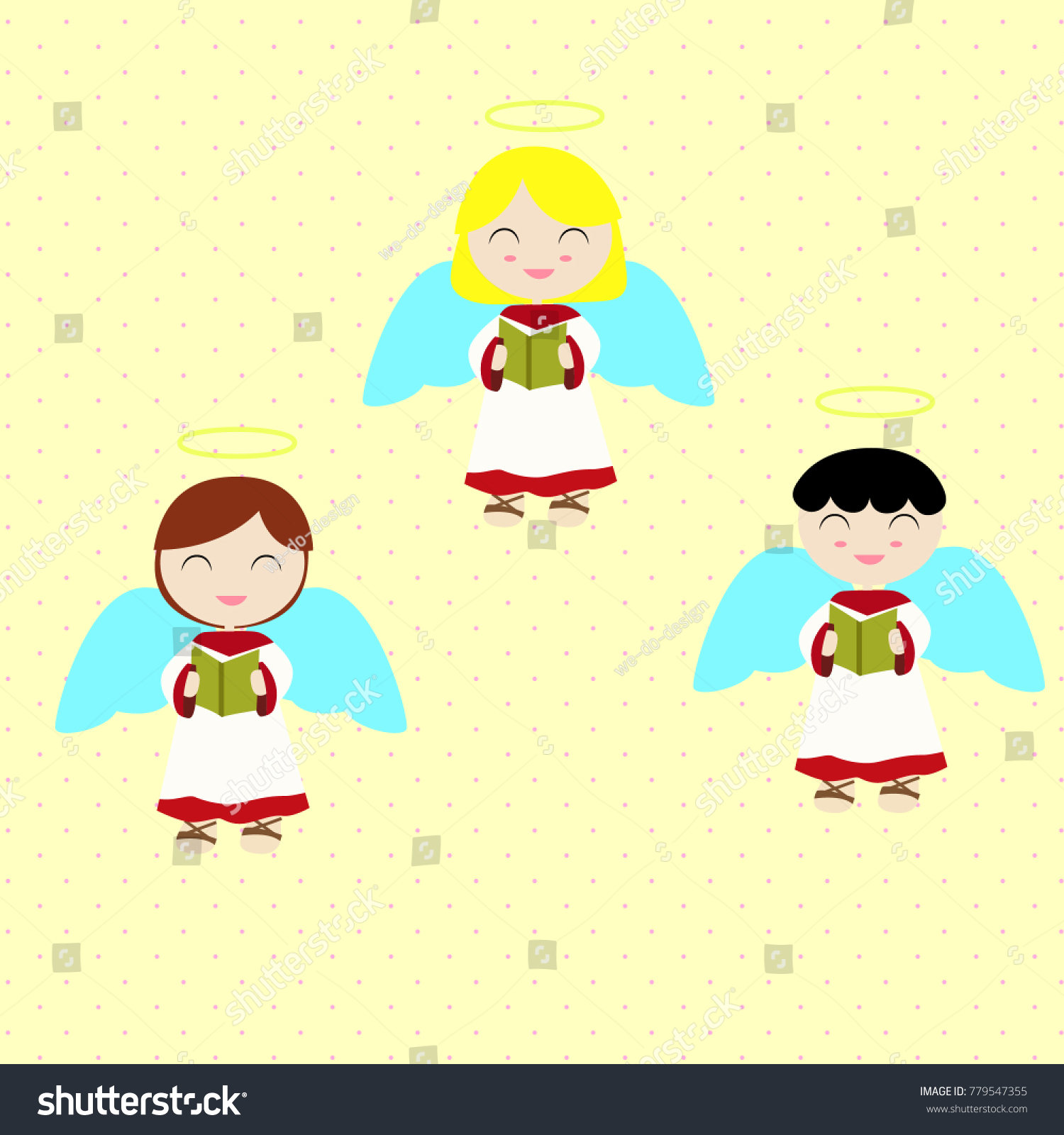 「Cute Cartoon Angels」のベクター画像素材（ロイヤリティフリー） 779547355 | Shutterstock