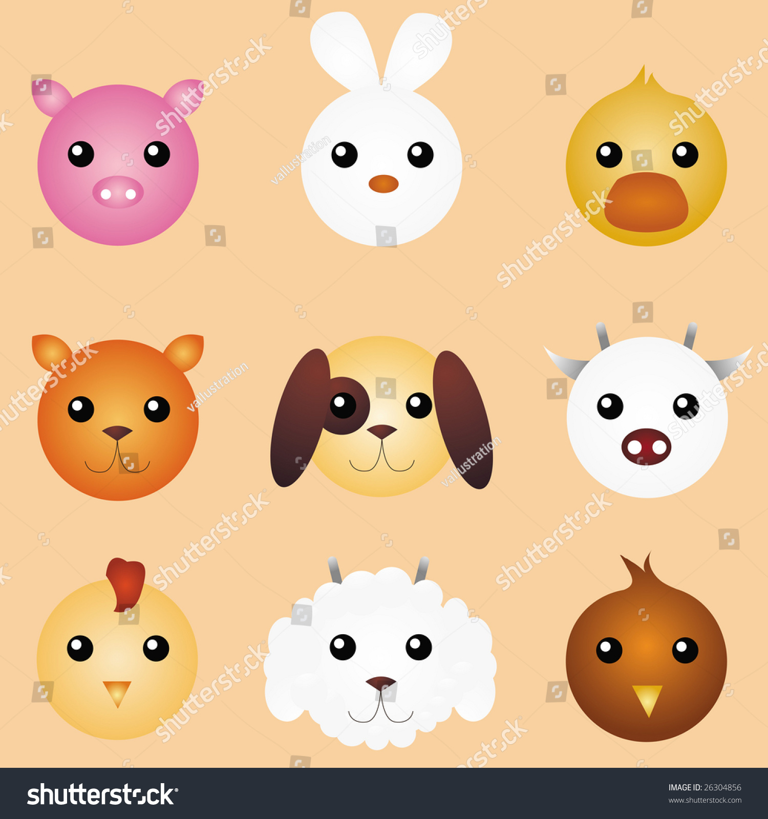 Cute Cartoon Animals Stock Vector (Royalty Free) 26304856