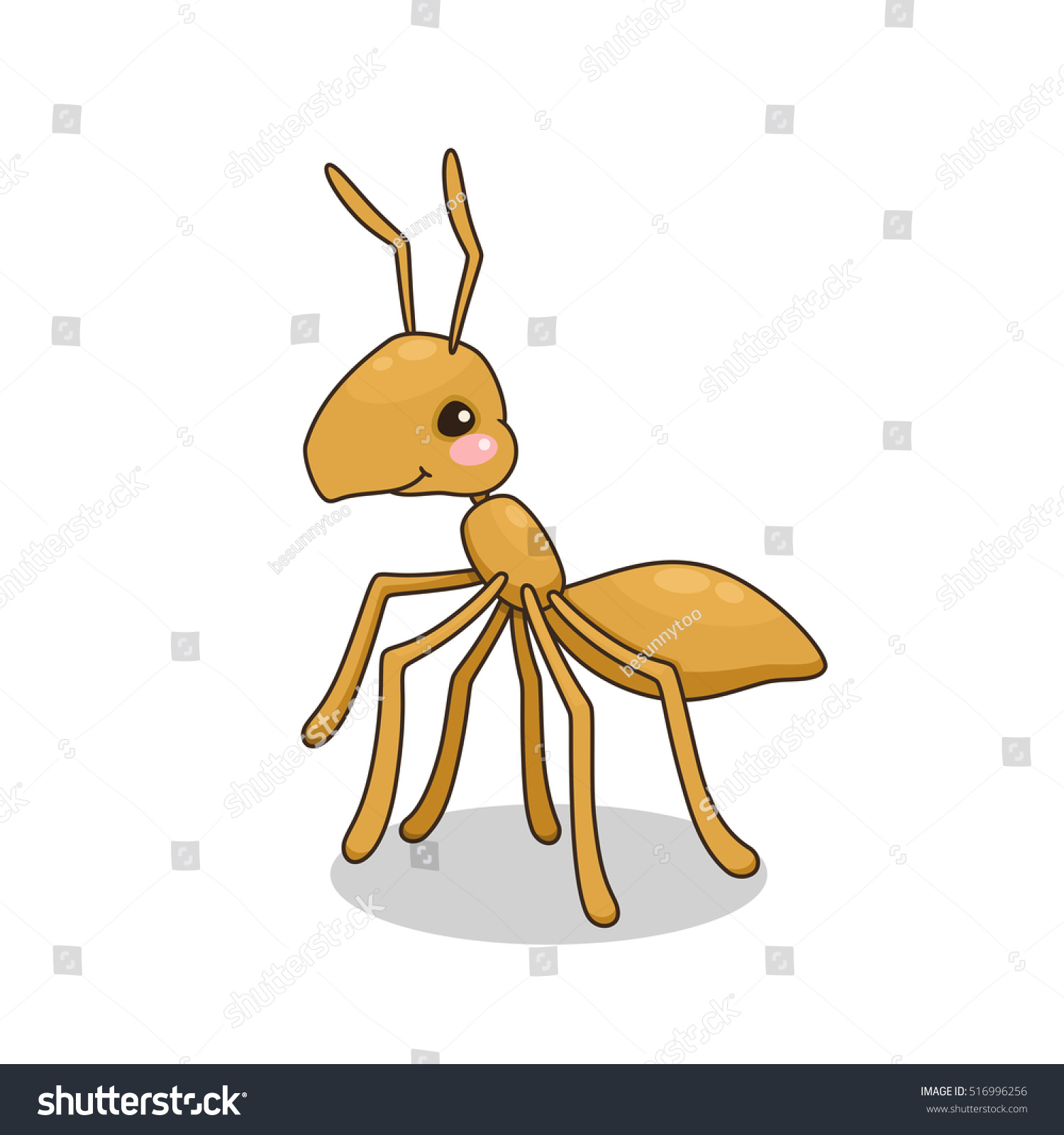 Cute Cartoon Ant Vector Illustration Stock Vector Royalty Free 516996256