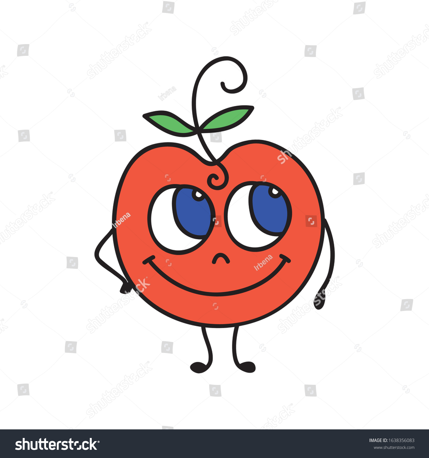 Cute Cartoon Apple Vector Illustration Stock Vector (Royalty Free ...