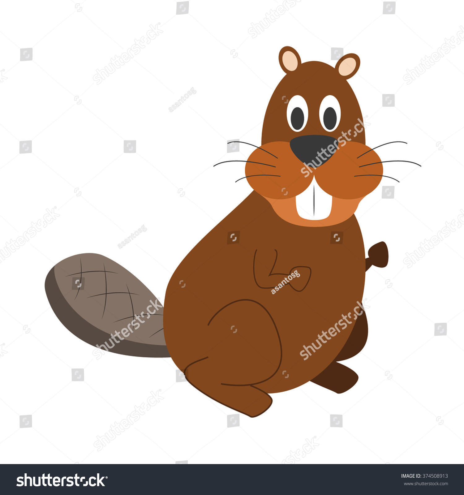 Cute Cartoon Beaver Vector Illustration 库存矢量图（免版税）374508913 | Shutterstock
