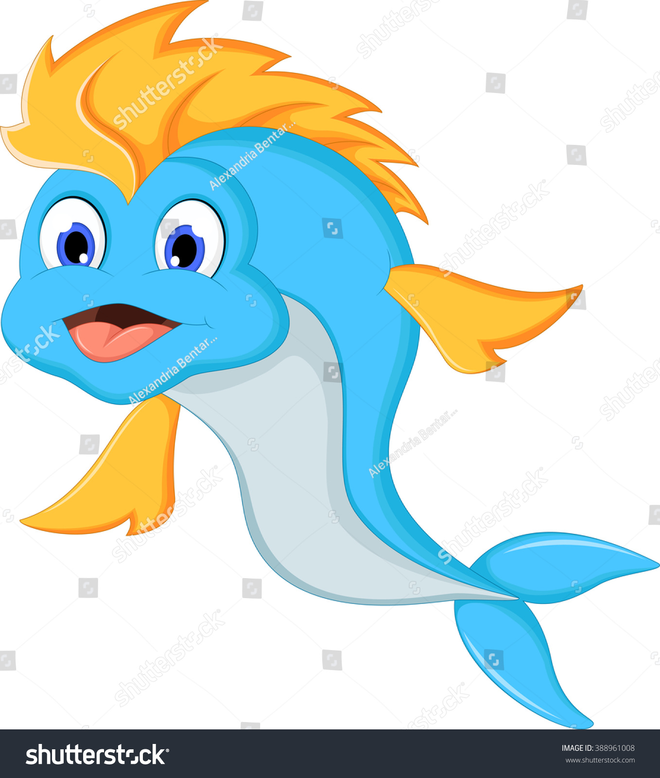 Cute Cartoon Blue Fish Stock Vector (Royalty Free) 388961008 | Shutterstock