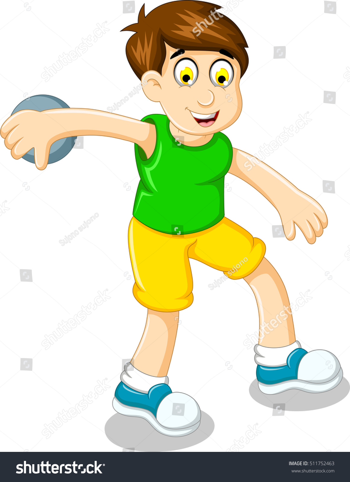 Cute Cartoon Boy Athlete Doing Discus Stock Vector (Royalty Free) 511752463
