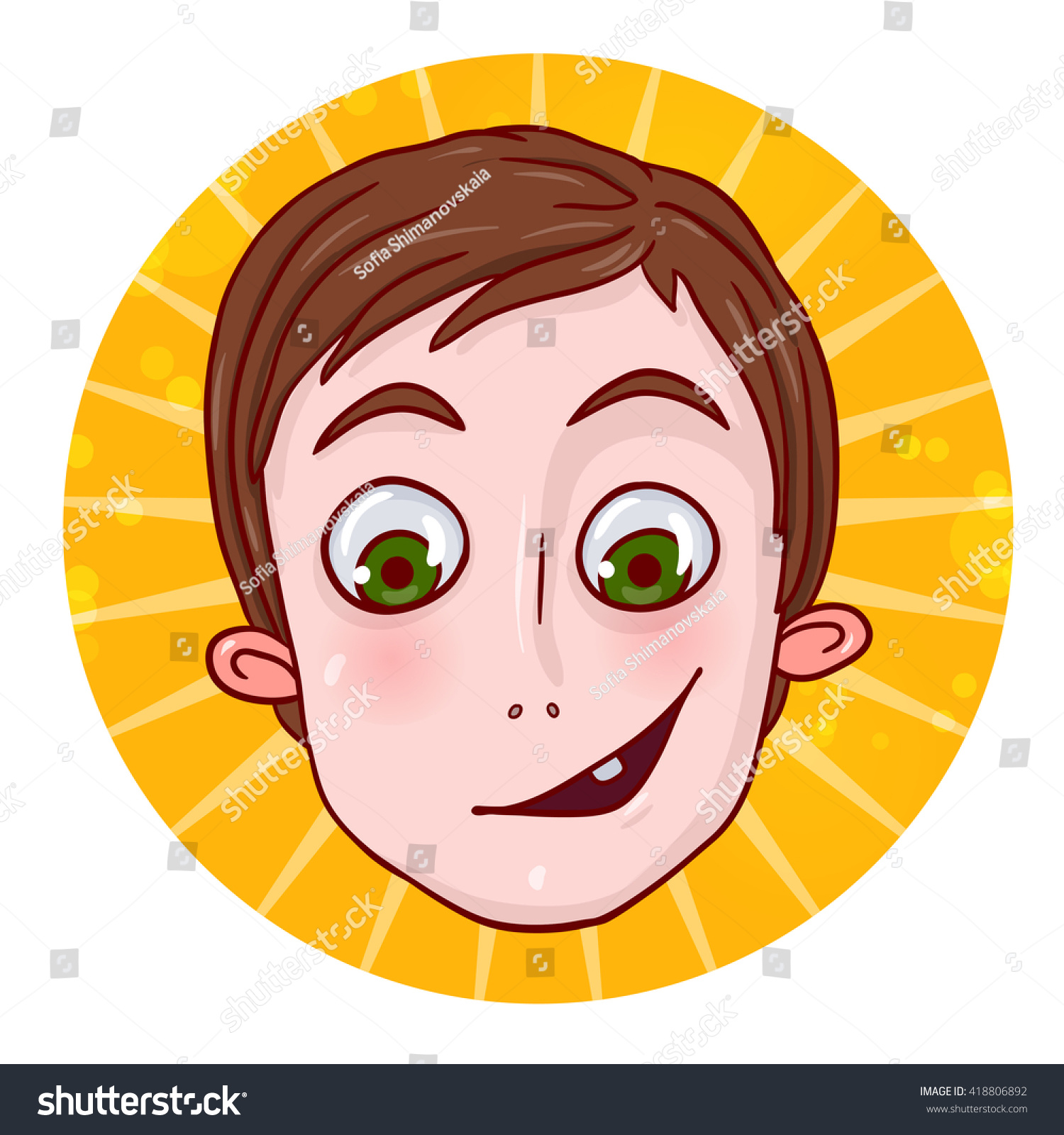 Cute Cartoon Boy Face: เวกเตอร์สต็อก (ปลอดค่าลิขสิทธิ์) 418806892 ...