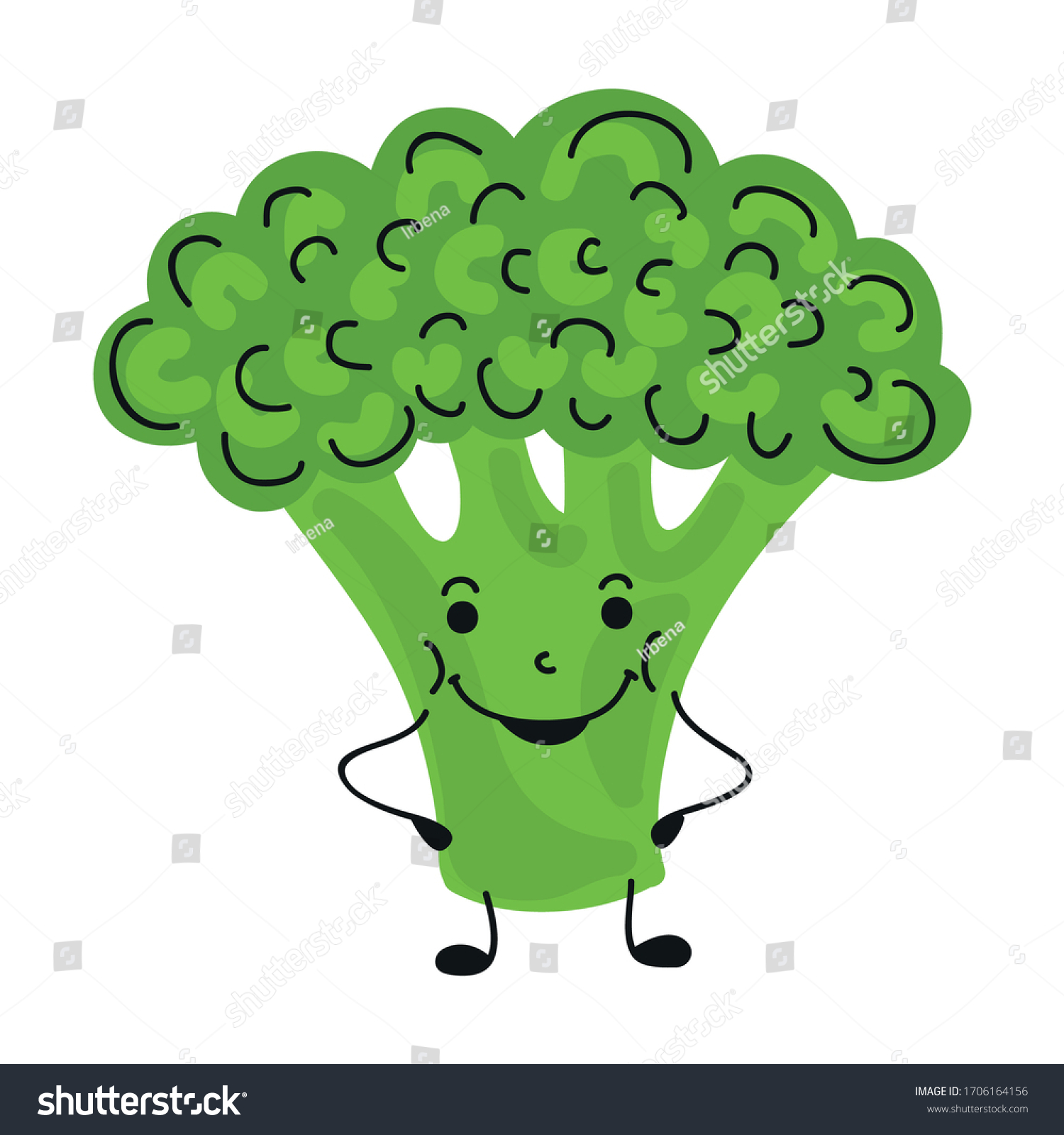 Cute Cartoon Broccoli Vector Illustration: เวกเตอร์สต็อก (ปลอดค่า ...