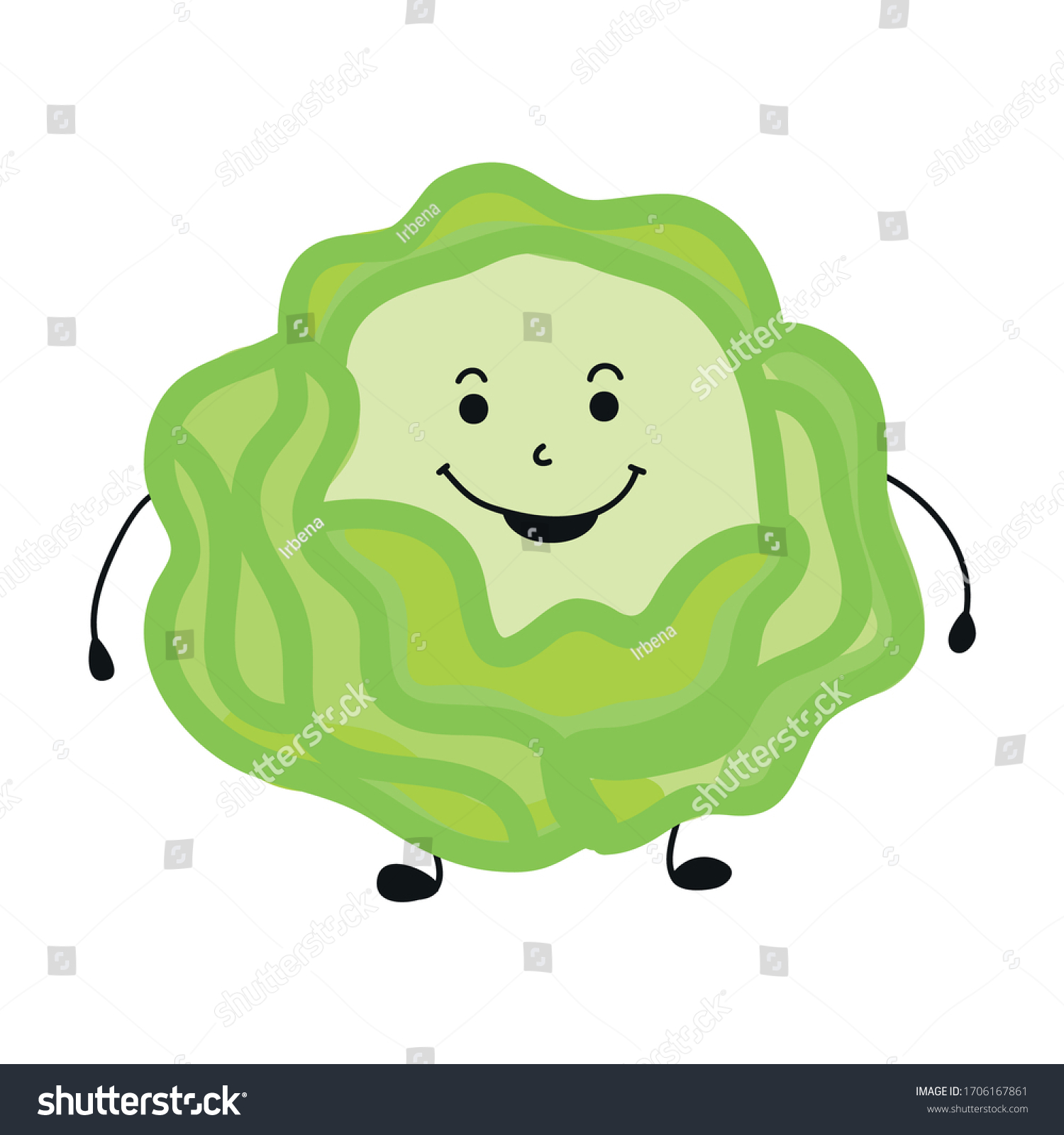 Cute Cartoon Cabbage Vector Illustration 库存矢量图（免版税）1706167861 ...