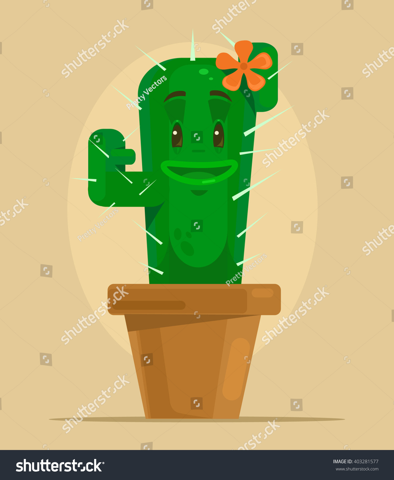 Cute Cartoon Cactus Vector Flat Illustration: เวกเตอร์สต็อก (ปลอดค่า ...