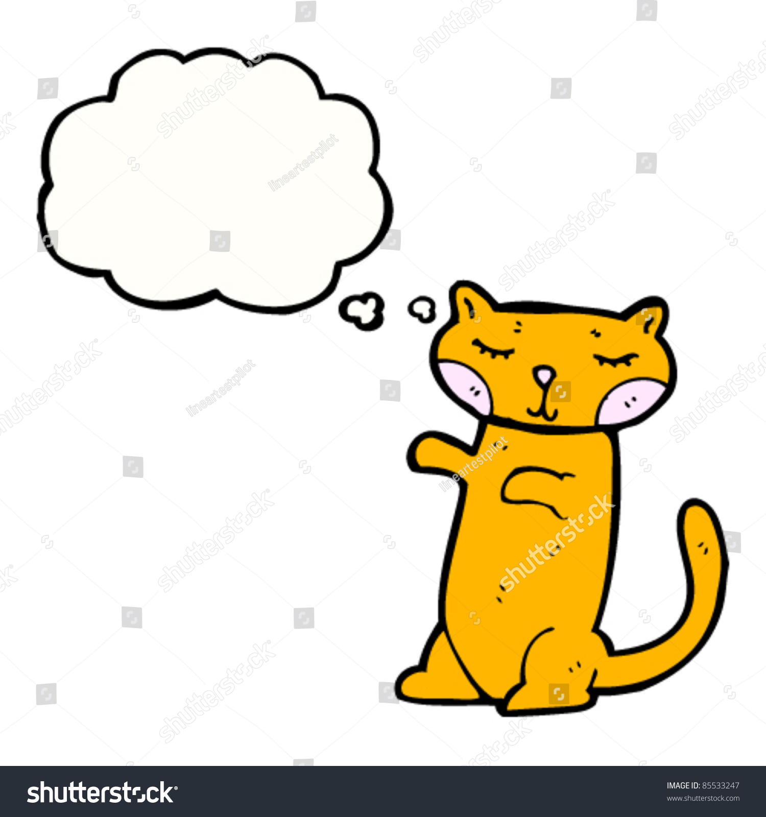 Cute Cartoon Cat Thinking Stock Vector (Royalty Free) 85533247
