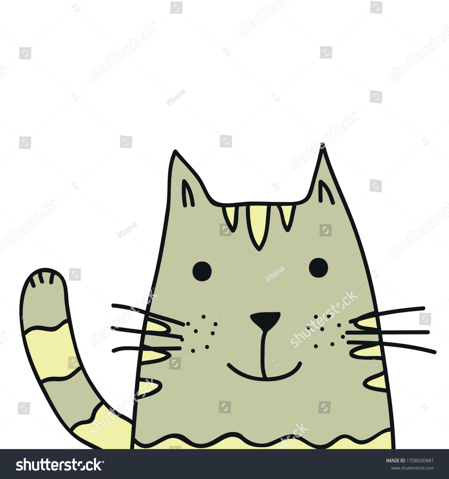Cute Cartoon Cat Vector Illustration 库存矢量图（免版税）1708500481 | Shutterstock
