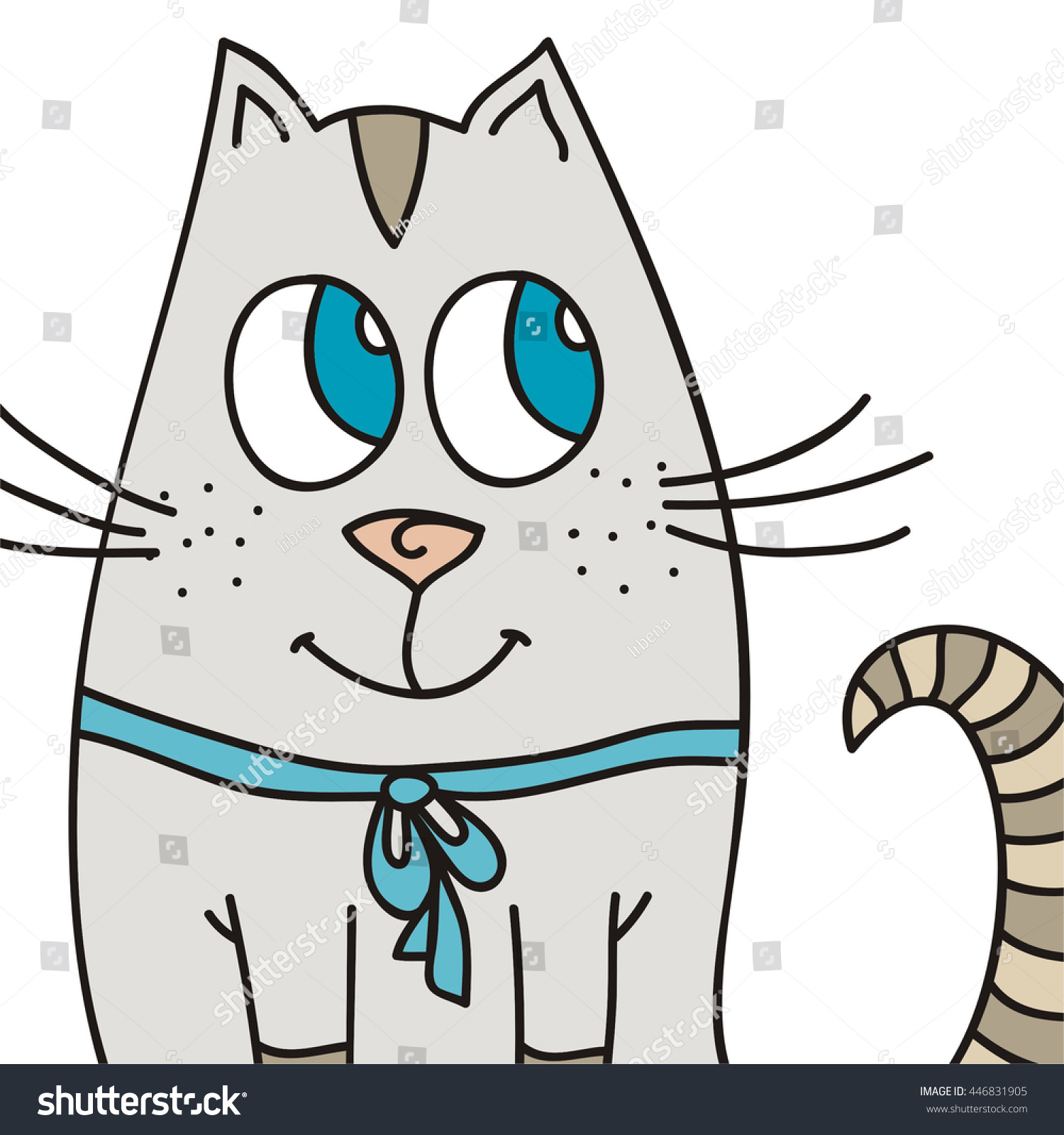 Cute Cartoon Cat Vector Illustration: vector de stock (libre de ...