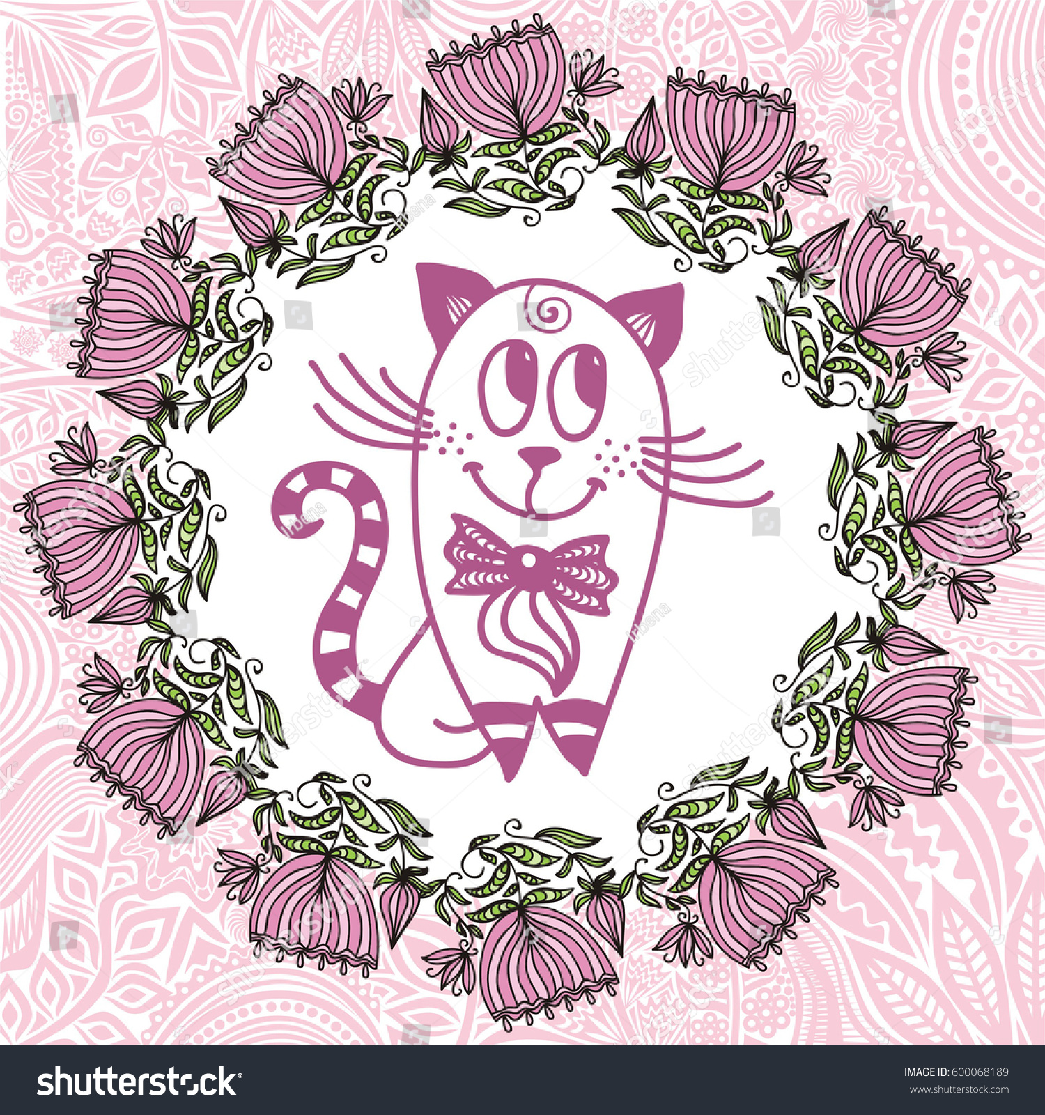 Cute Cartoon Cat Vector Illustration 库存矢量图（免版税）600068189 | Shutterstock