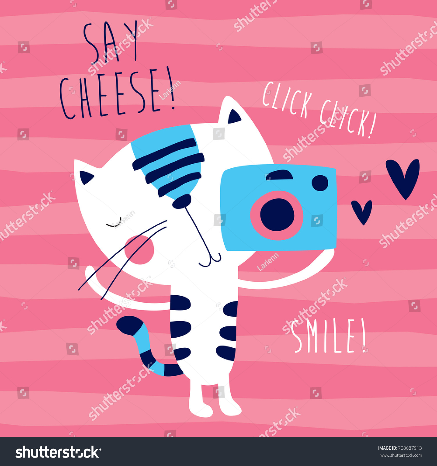 Cute Cartoon Cat Camera Vector Illustration Stock Vector (Royalty Free ...
