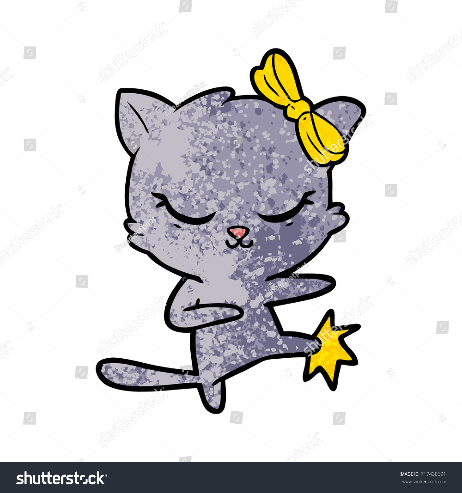 Cute Cartoon Cat Bow Stock Vector (Royalty Free) 717438691 | Shutterstock