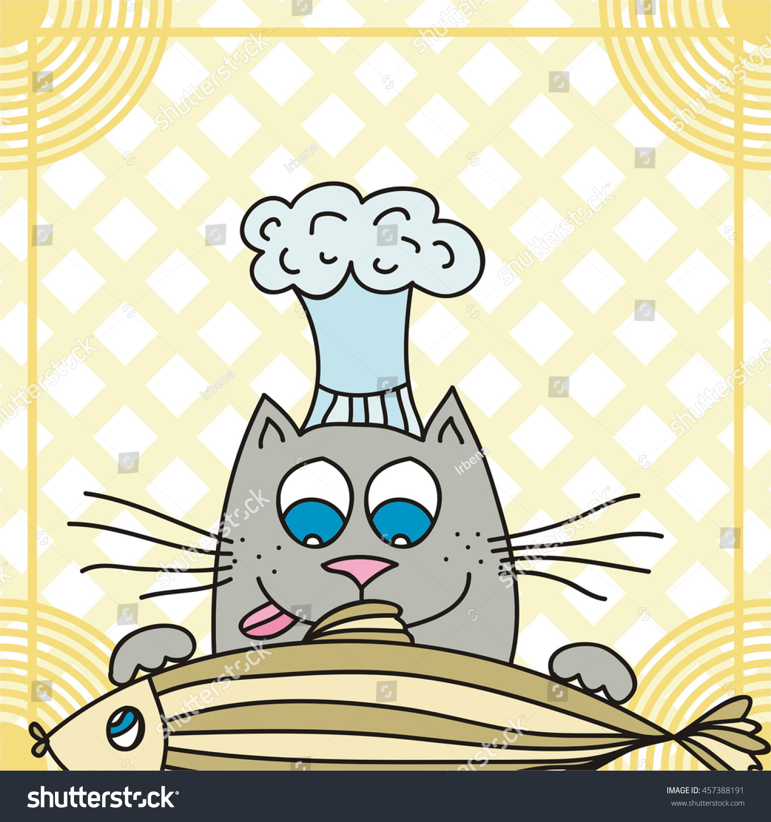 Cute Cartoon Cat Fish Vector Illustration Stock Vector (Royalty Free ...
