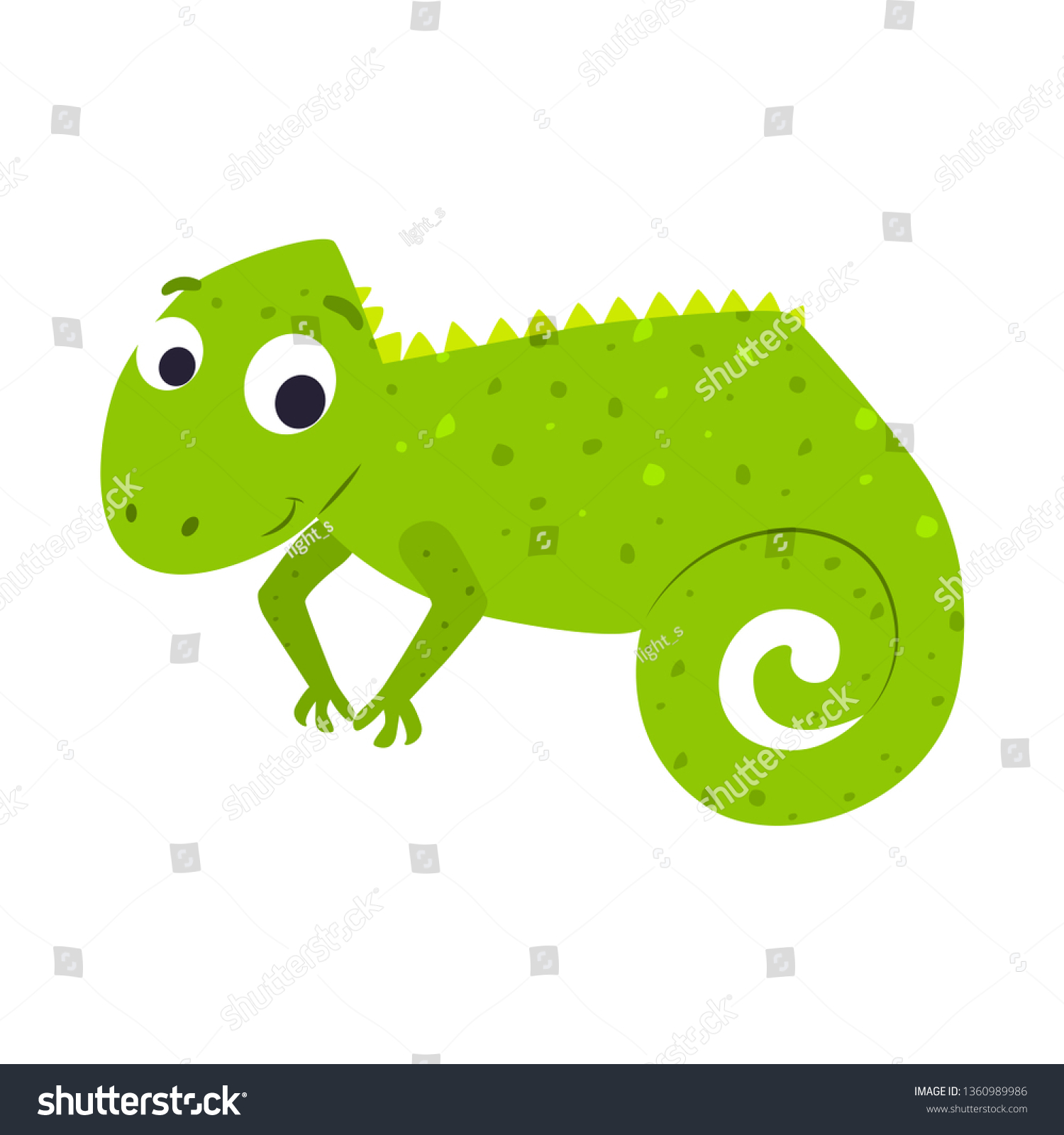 Cute Cartoon Chameleon Vector Illustration Stock Vector (Royalty Free ...