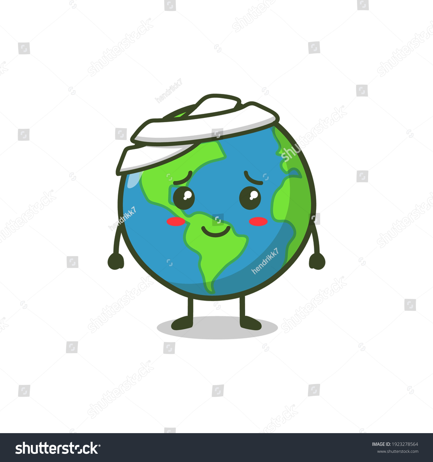 Cute Cartoon Character Earth Emoticon Simple Stock Vector (Royalty Free ...