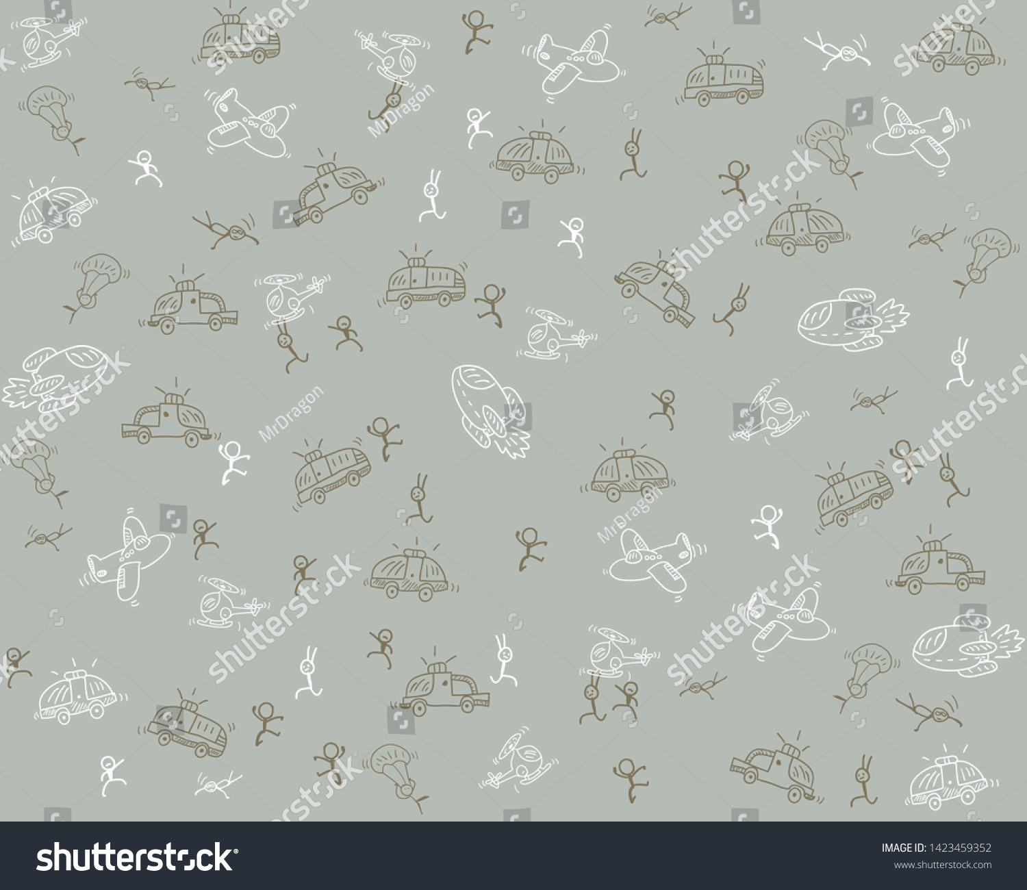 Cute Cartoon Characters Background Stock Vector (Royalty Free) 1423459352