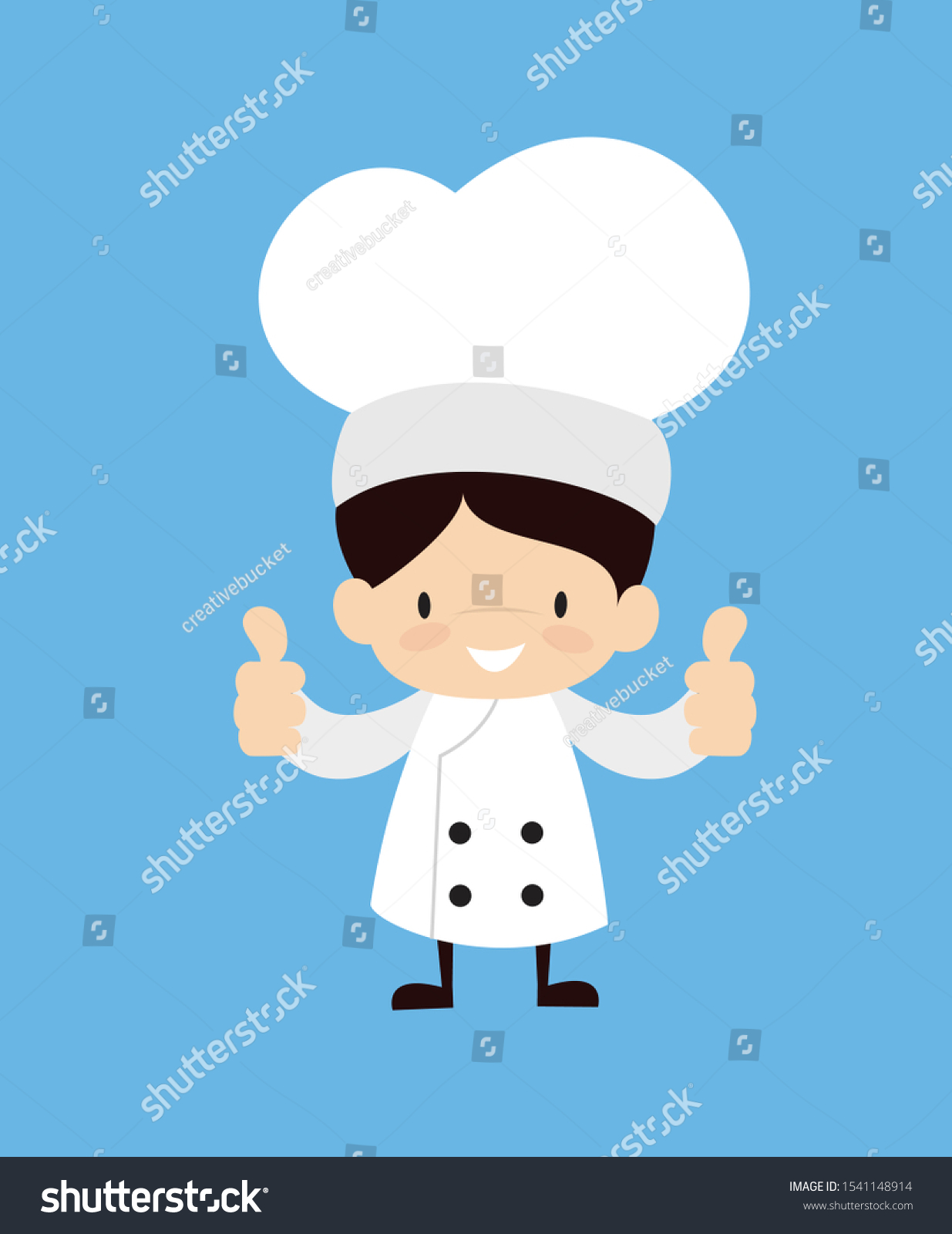 Cute Cartoon Chef Double Thumbs Vector: เวกเตอร์สต็อก (ปลอดค่าลิขสิทธิ์ ...