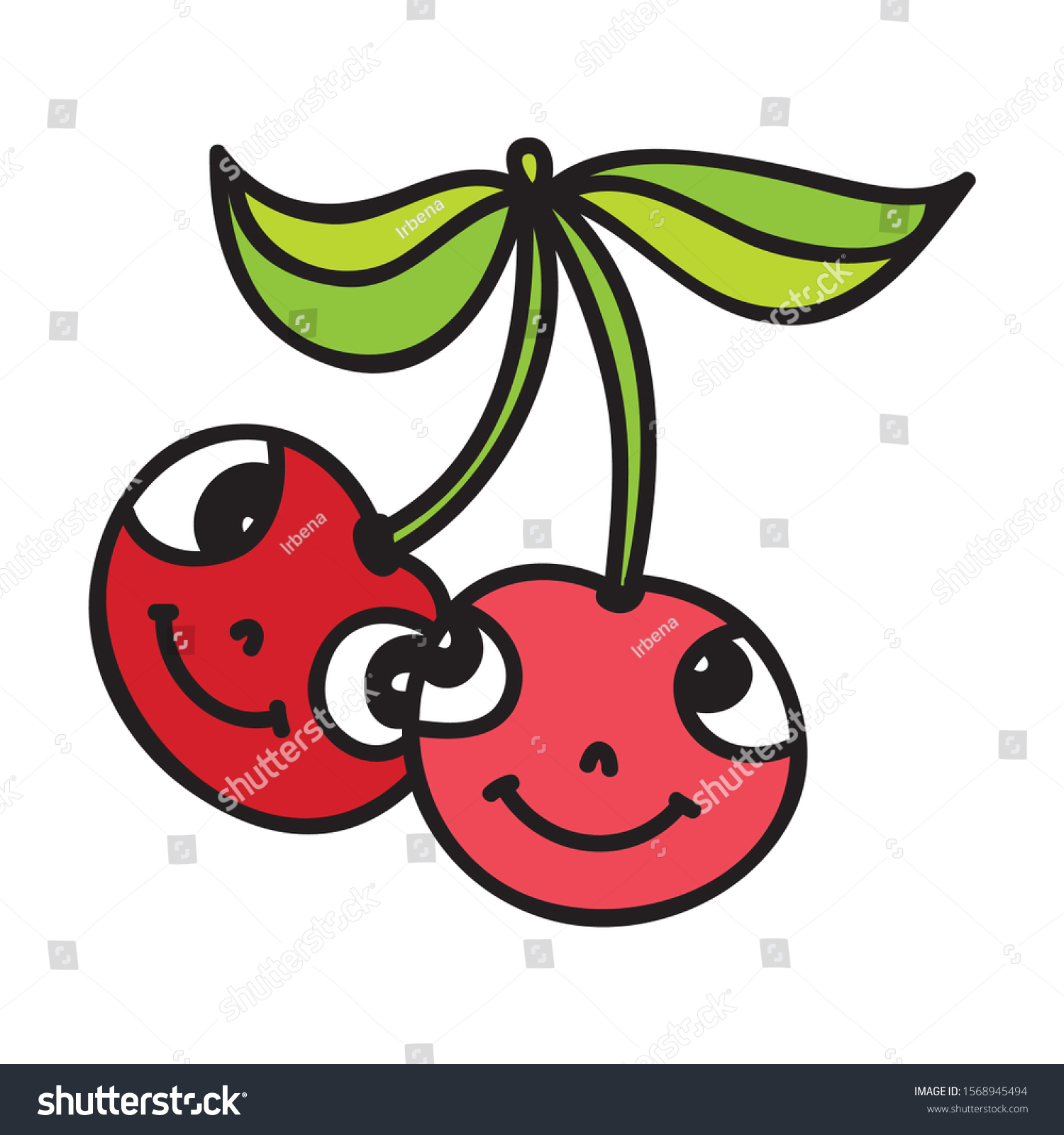 Cute Cartoon Cherry Vector Illustration: เวกเตอร์สต็อก (ปลอดค่า ...