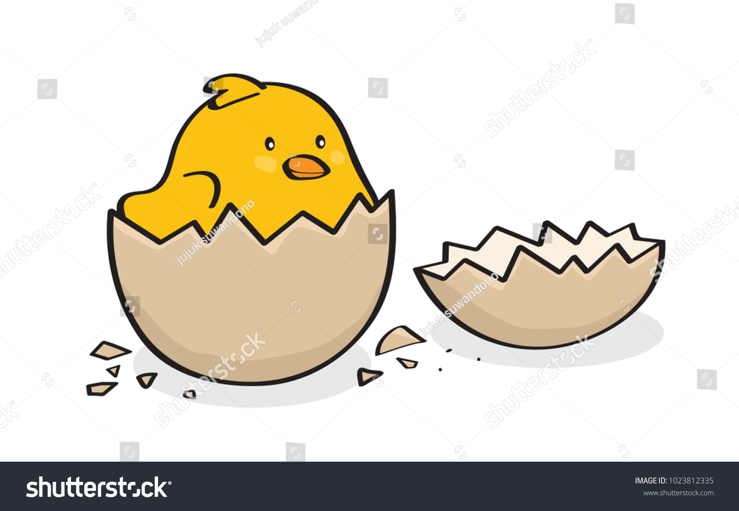Cute Cartoon Chick Hatching Egg Vector Stock Vector (Royalty Free ...