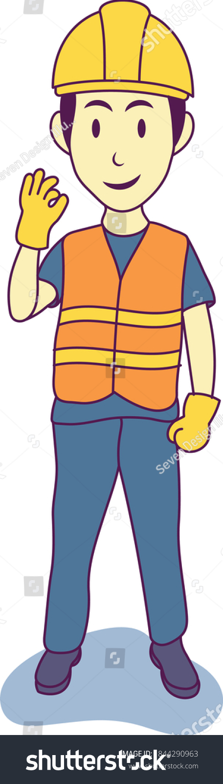 Cute Cartoon Construction Worker Gesture Stock Vector (Royalty Free ...