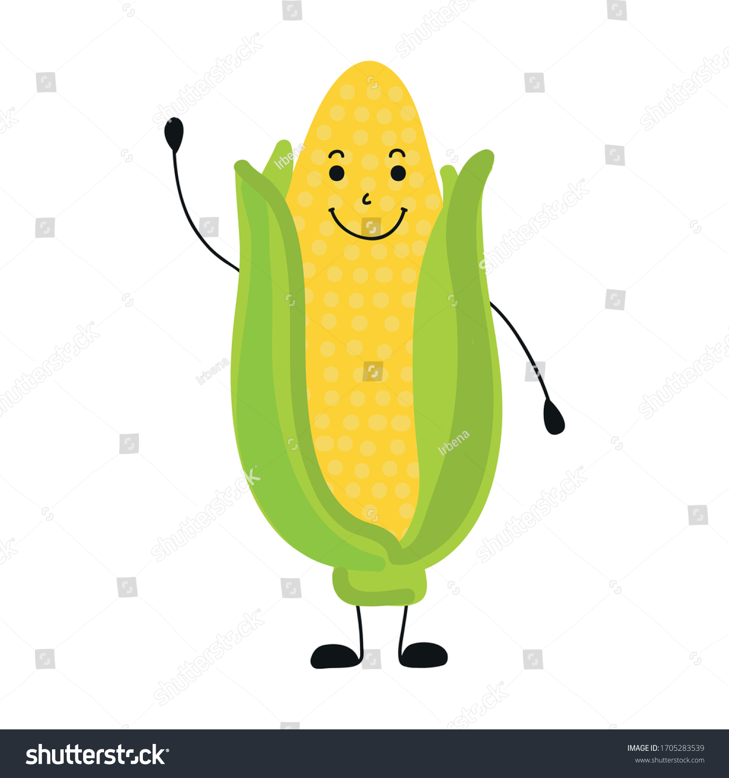 Cute Cartoon Corn Vector Illustration 库存矢量图（免版税）1705283539 | Shutterstock