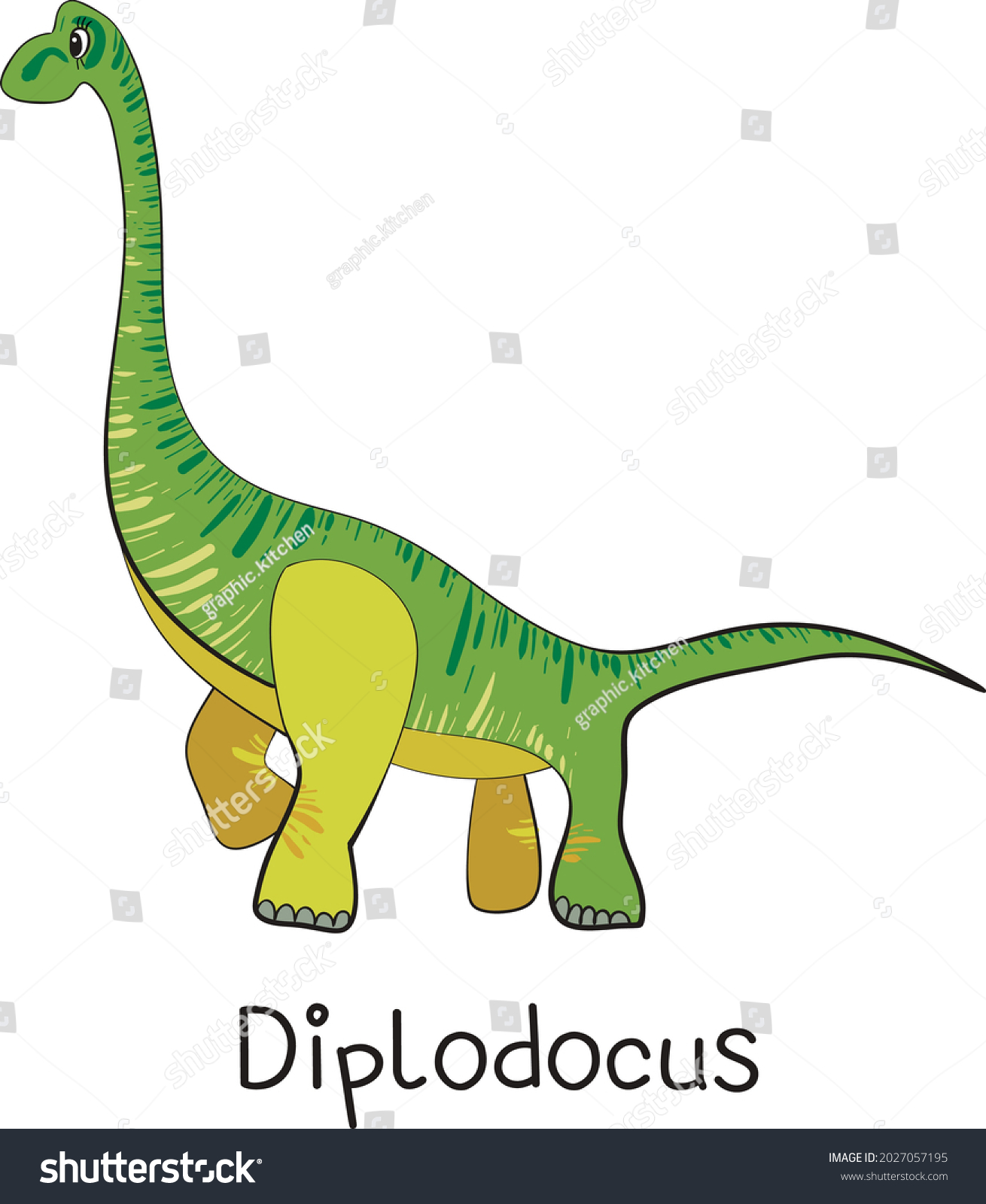 Cute Cartoon Diplodocus Dinosaur Vector Graphics เวกเตอร สต อก ปลอด