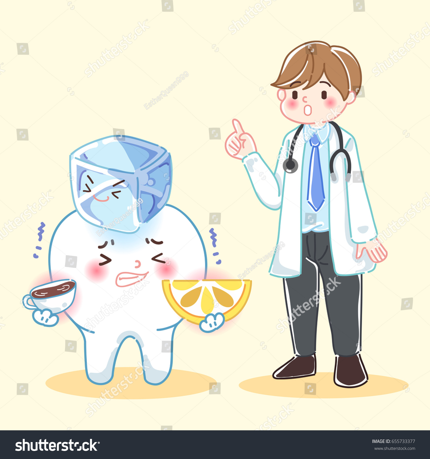 Cute Cartoon Doctor Sensitive Tooth Problem: Vector có sẵn (miễn phí ...