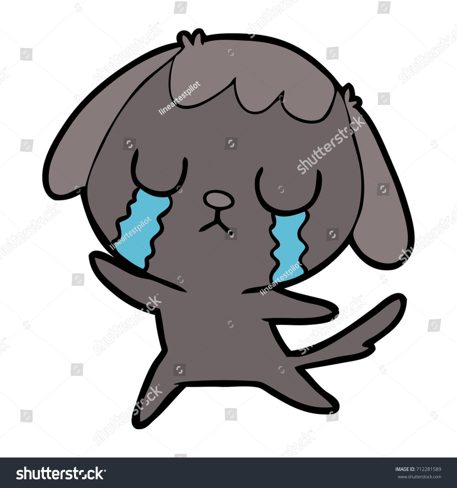 Cute Cartoon Dog Crying Stock Vector (Royalty Free) 712281589