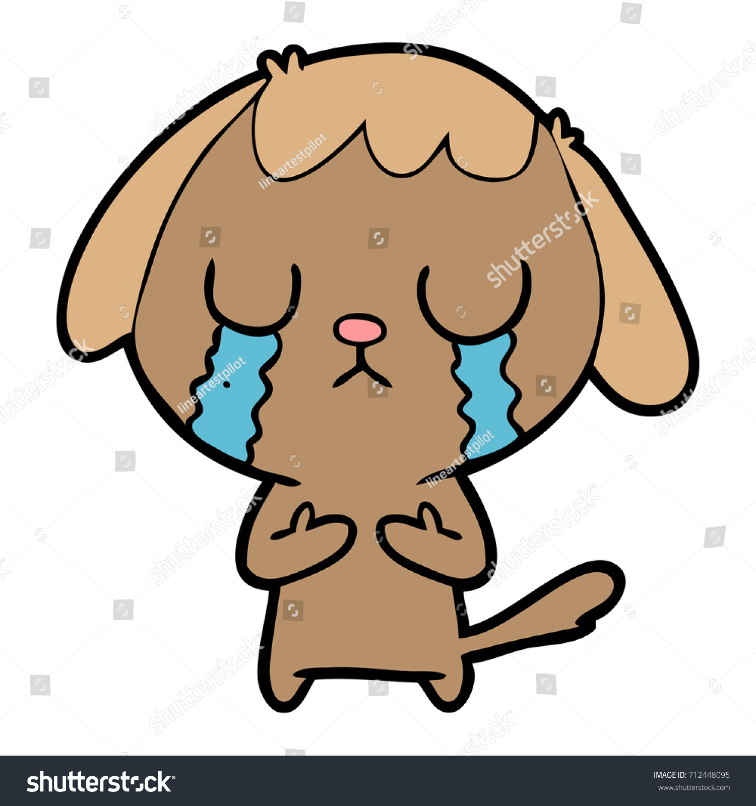 Cute Cartoon Dog Crying Stock Vector (Royalty Free) 712448095